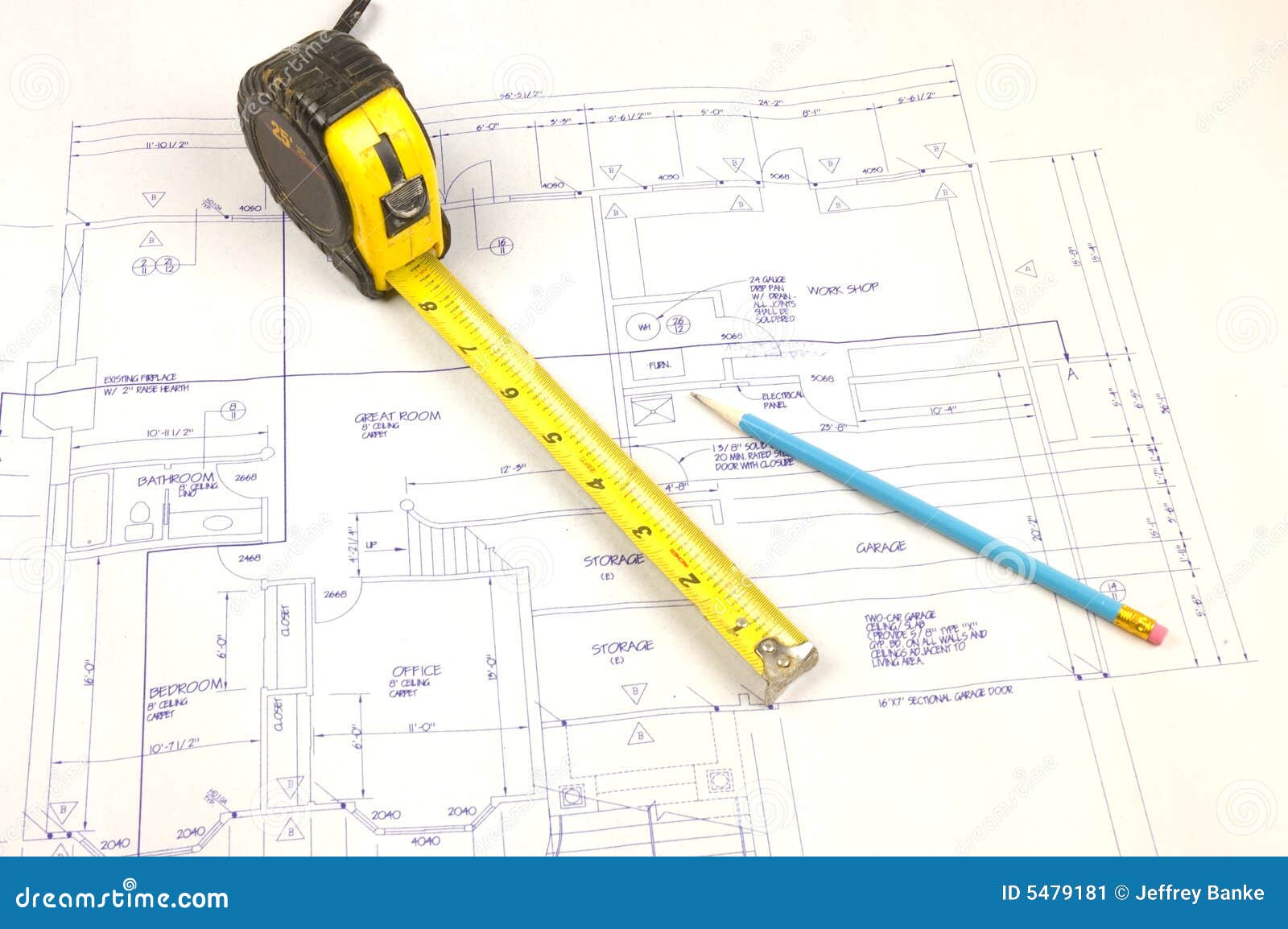 Building Plans and Tape Measure Stock Image - Image of contractor ...