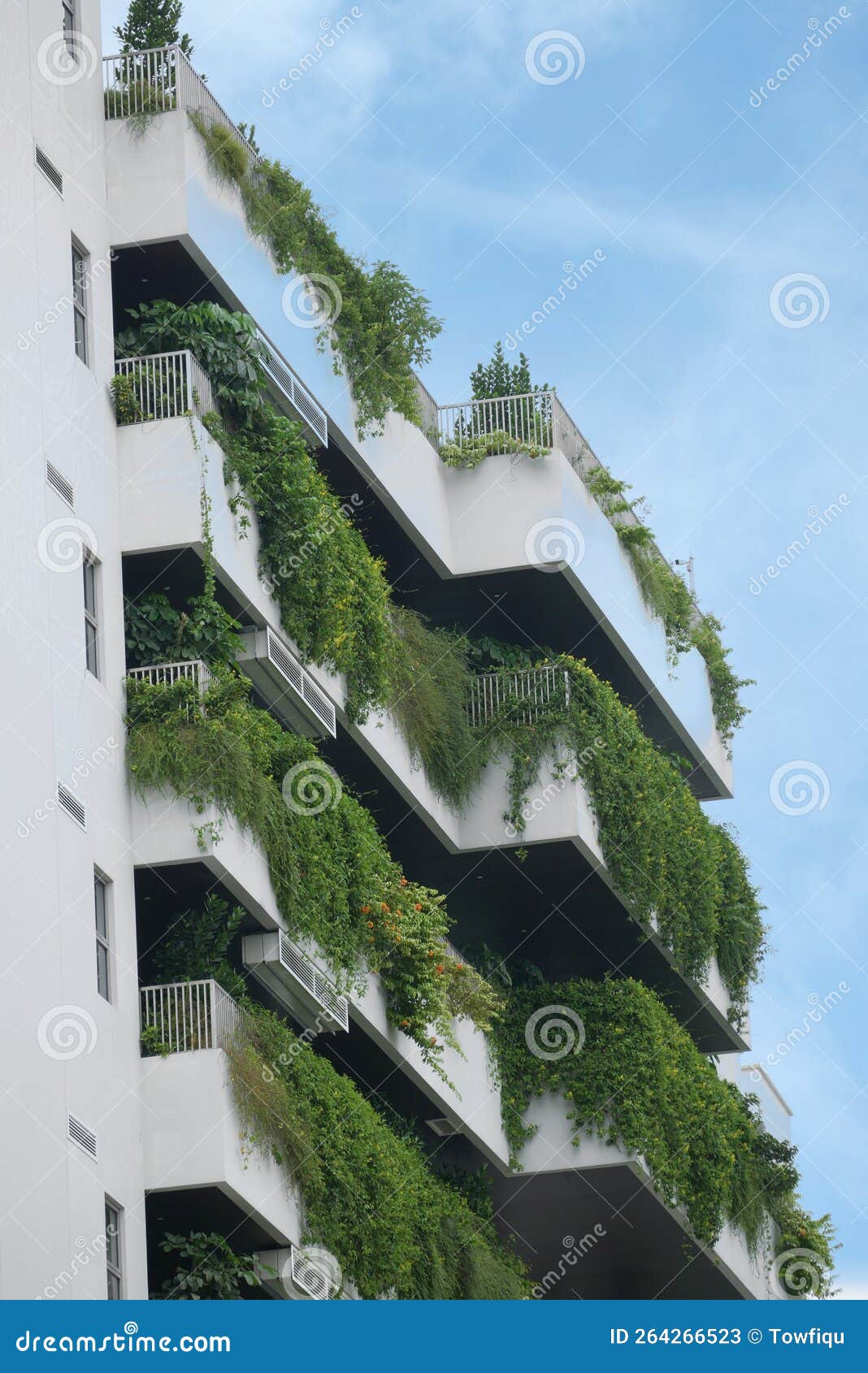 Building with Plants Growing on the Facade Stock Image - Image of ...