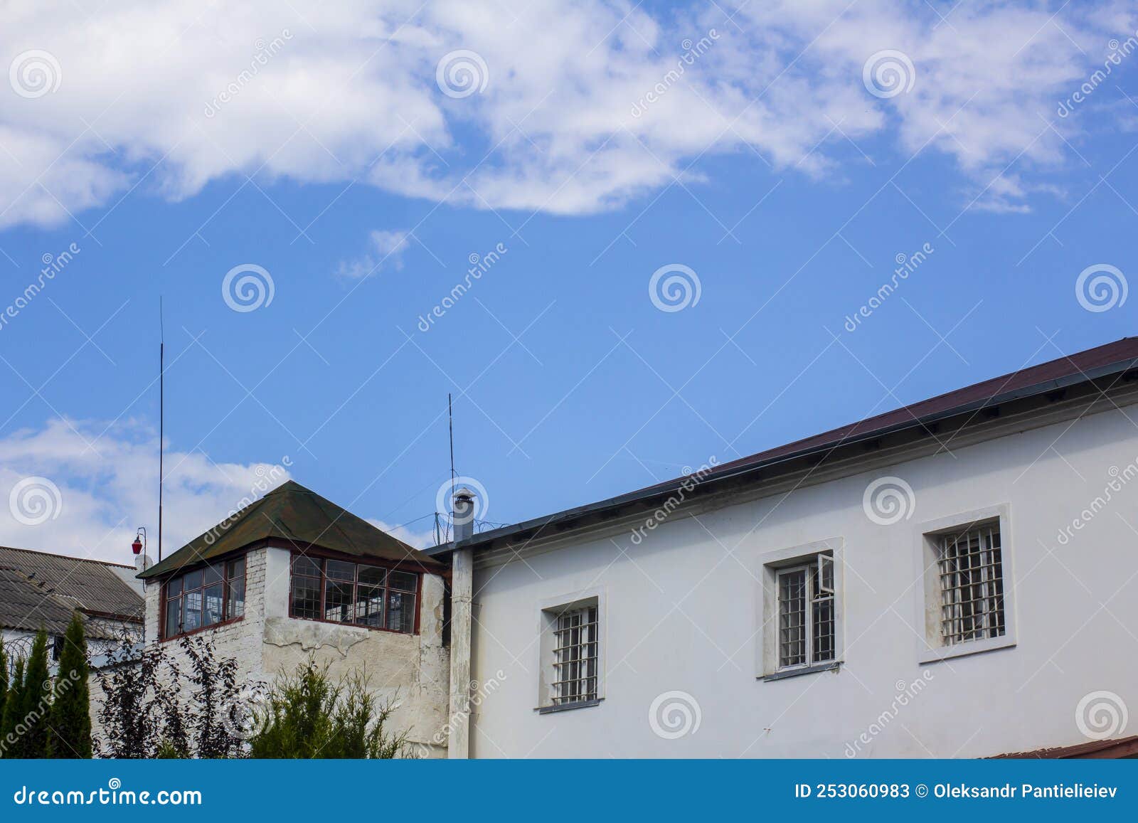 The Building of the Prison is White and the Watchtower with Guards ...