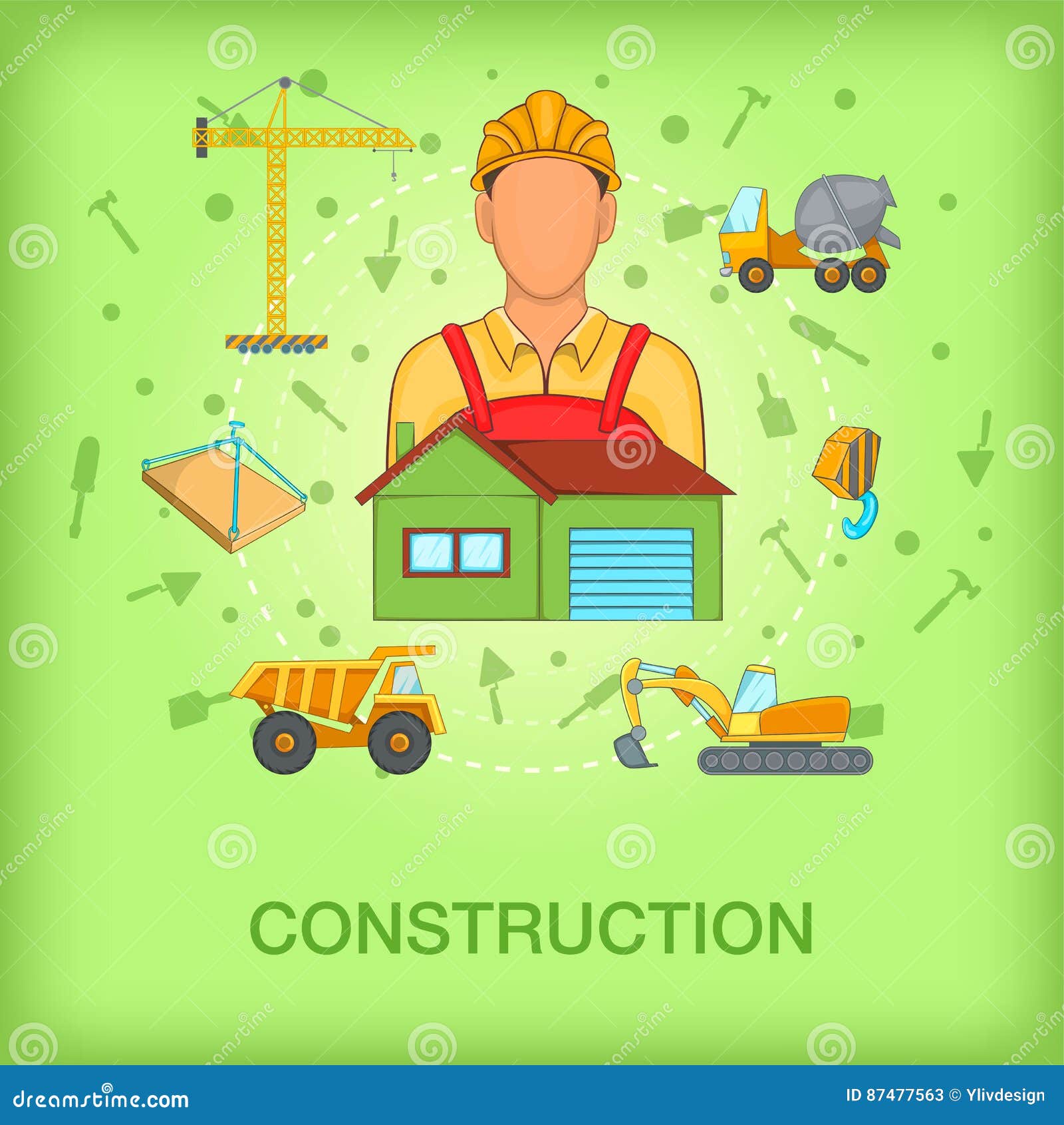 Building Process Concept Worker, Cartoon Style Stock Vector ...