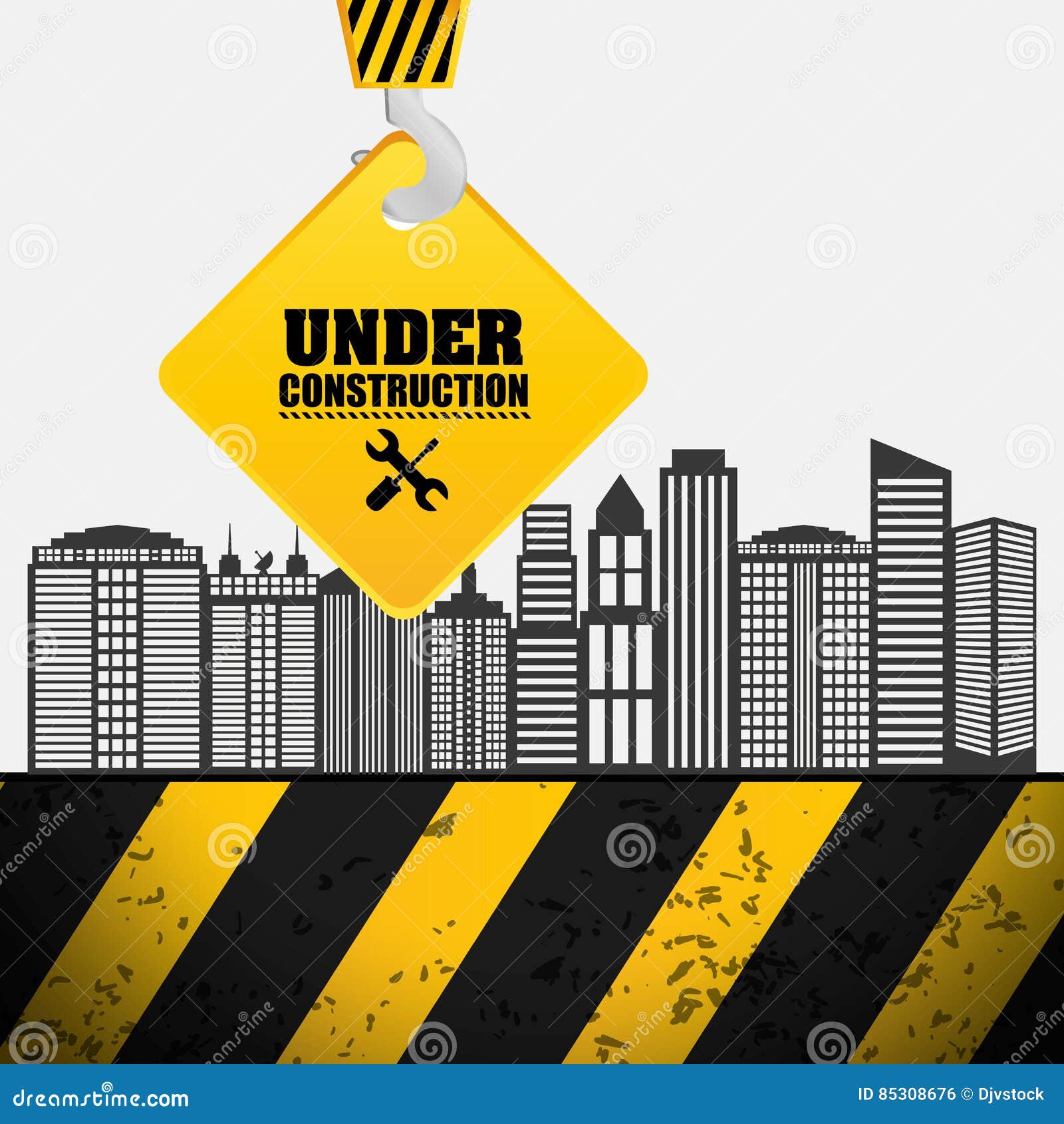 Building Process Hang Crane Sign Under Construction Stock Illustration ...