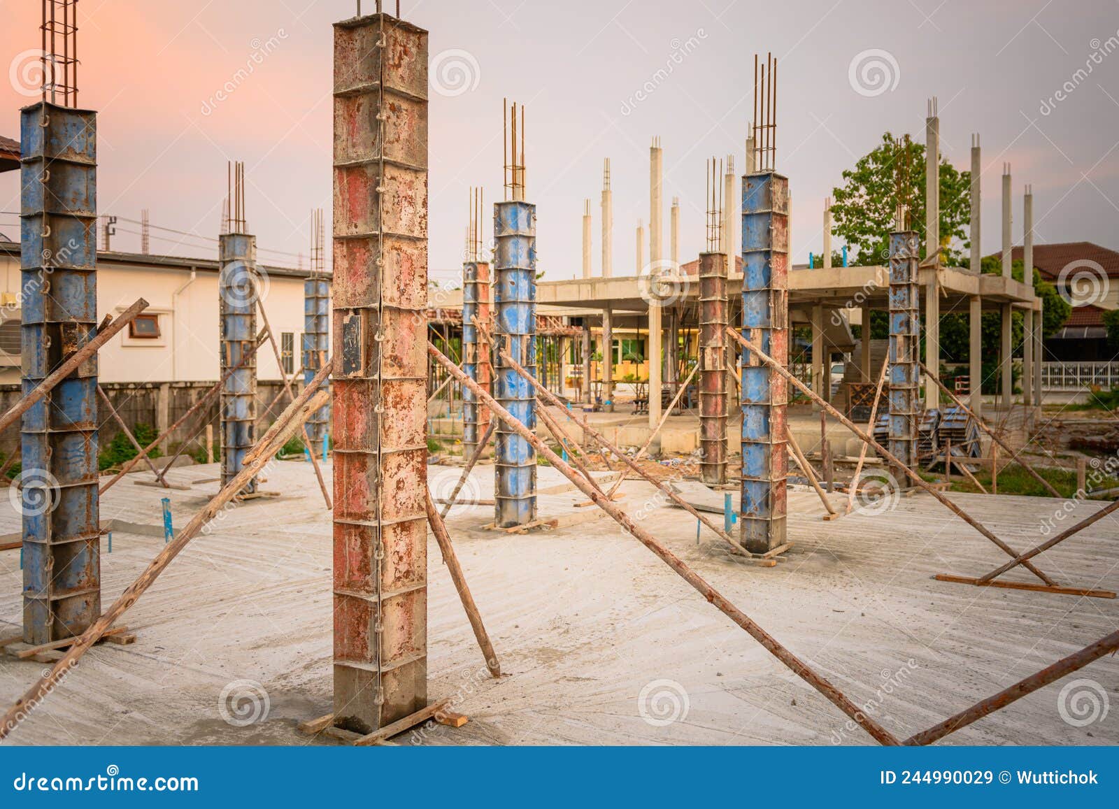 Building Process of a House Column in Construction Site on Housing ...