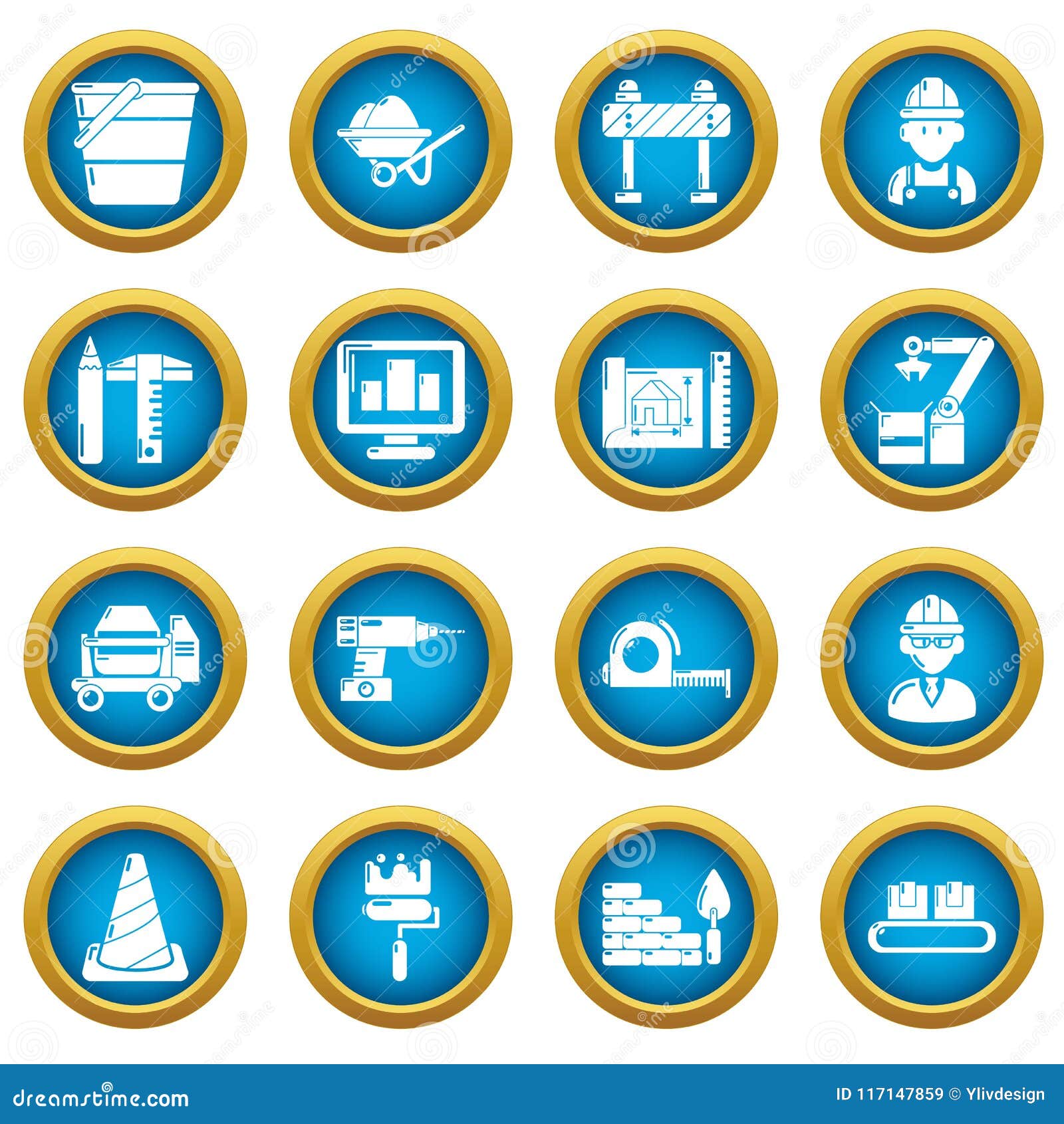 Building Process Icons Set, Simple Style Stock Vector - Illustration of ...