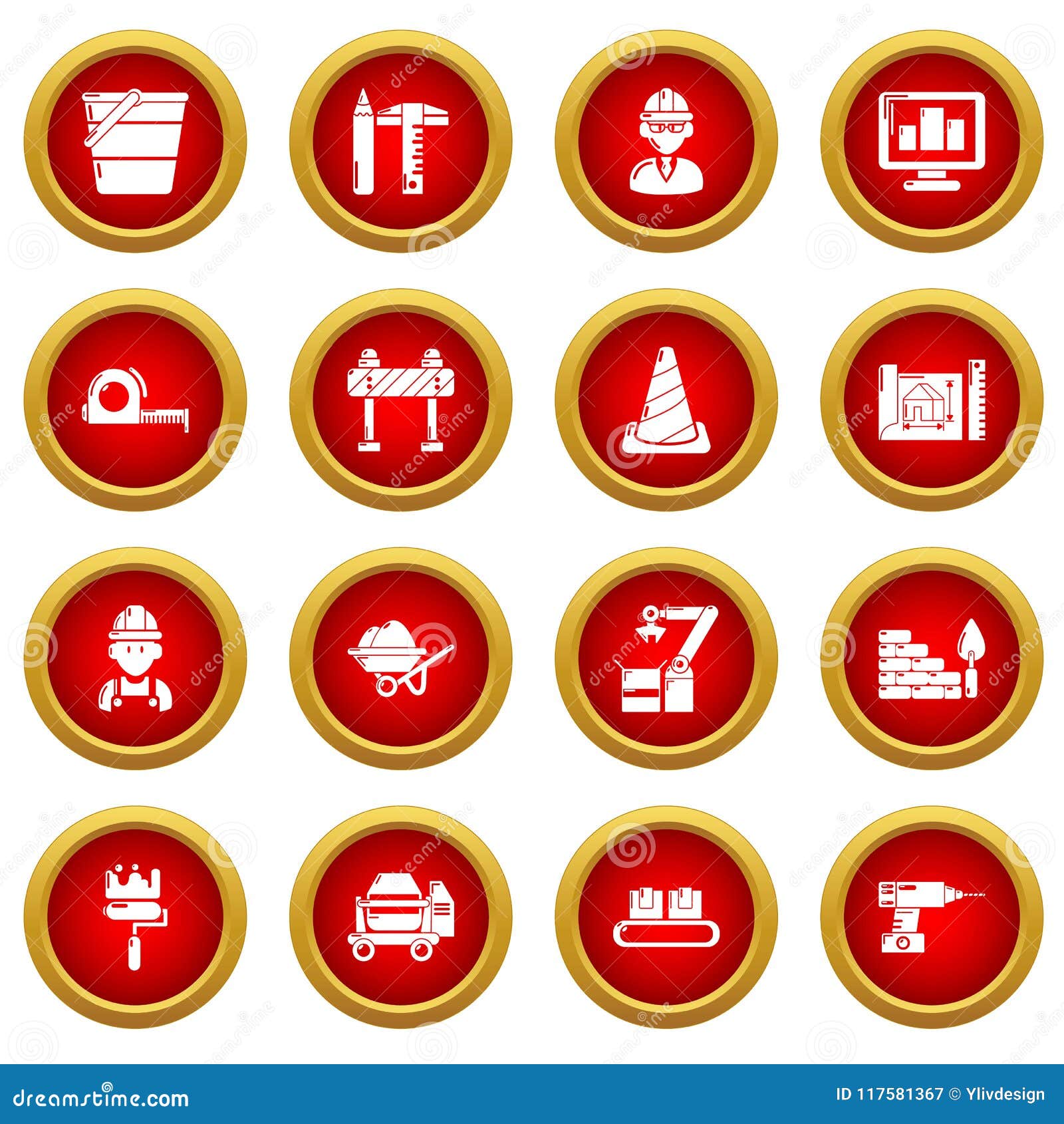 Building Process Icons Set, Simple Style Stock Vector - Illustration of ...