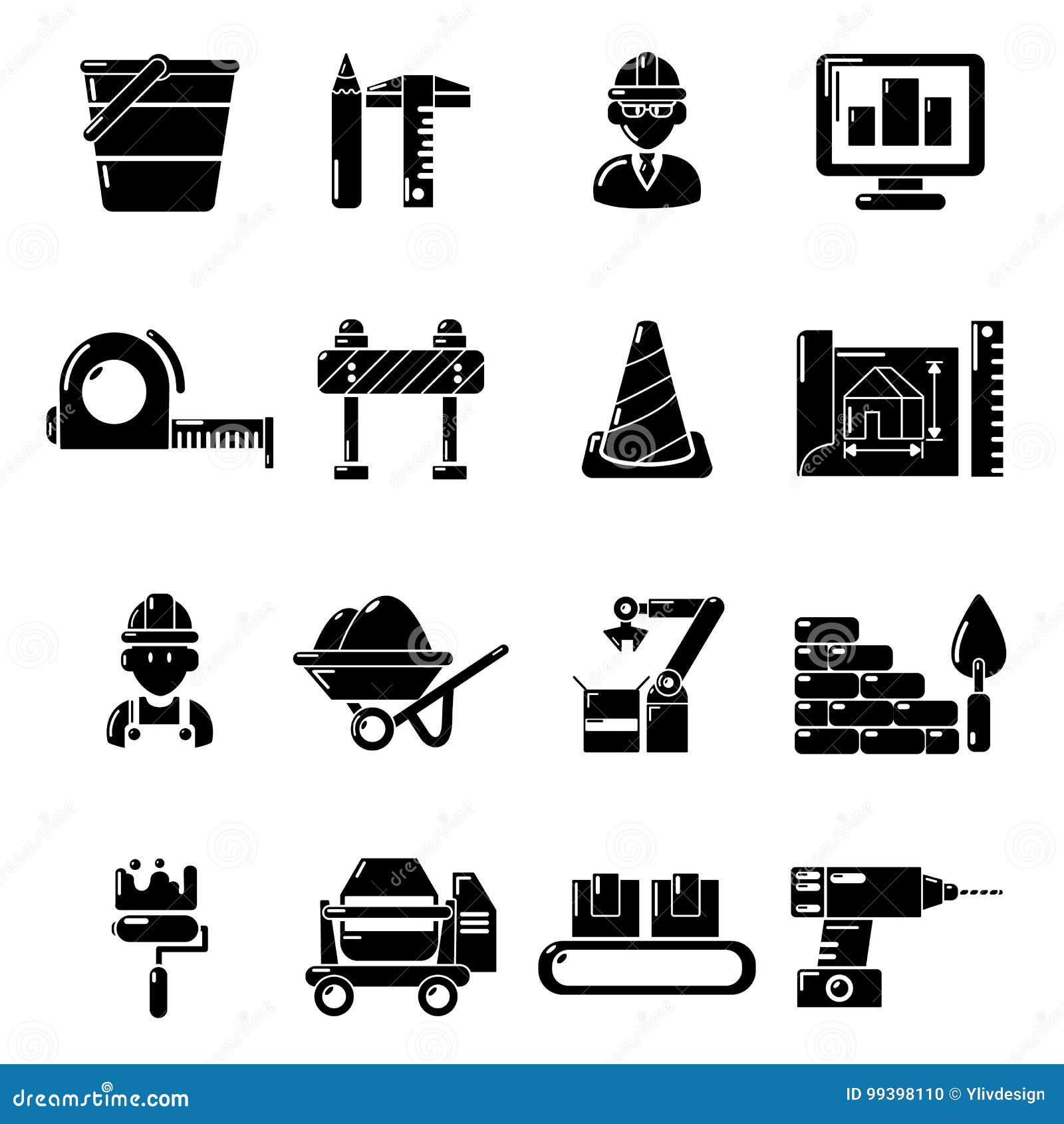 Building Process Icons Set, Simple Style Stock Vector - Illustration of ...