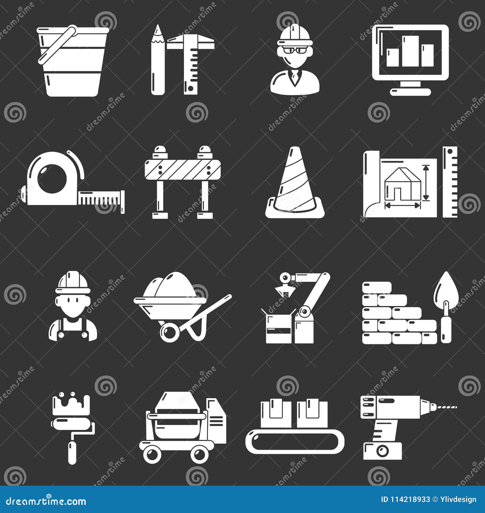 Building Process Icons Set Grey Vector Stock Vector - Illustration of ...