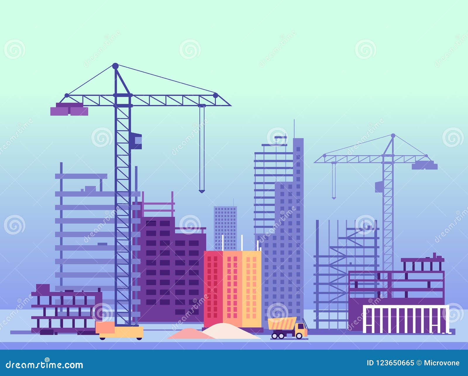 Building Process. Multi Story House Construction Stages Progress. Build ...