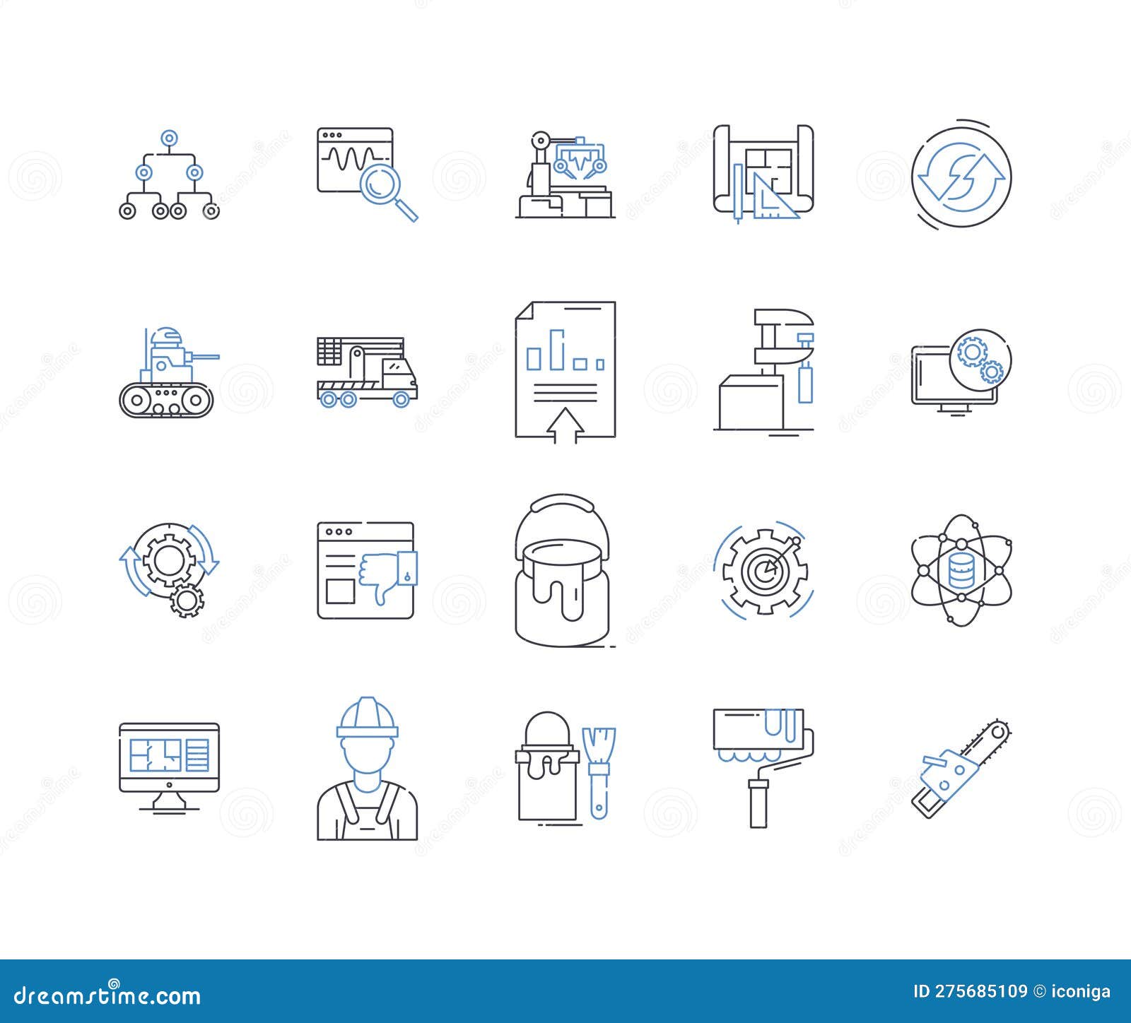 Building Profession Line Icons Collection. Construction, Architecture ...