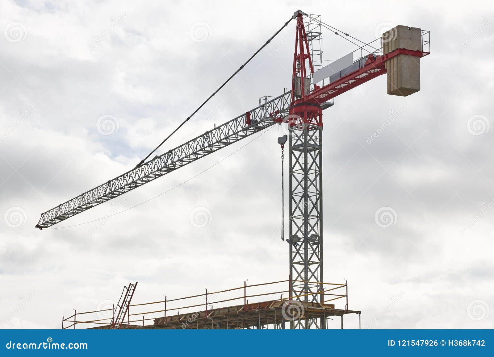 Building in Progress Crane Machinery Structure. Construction Ind Stock ...