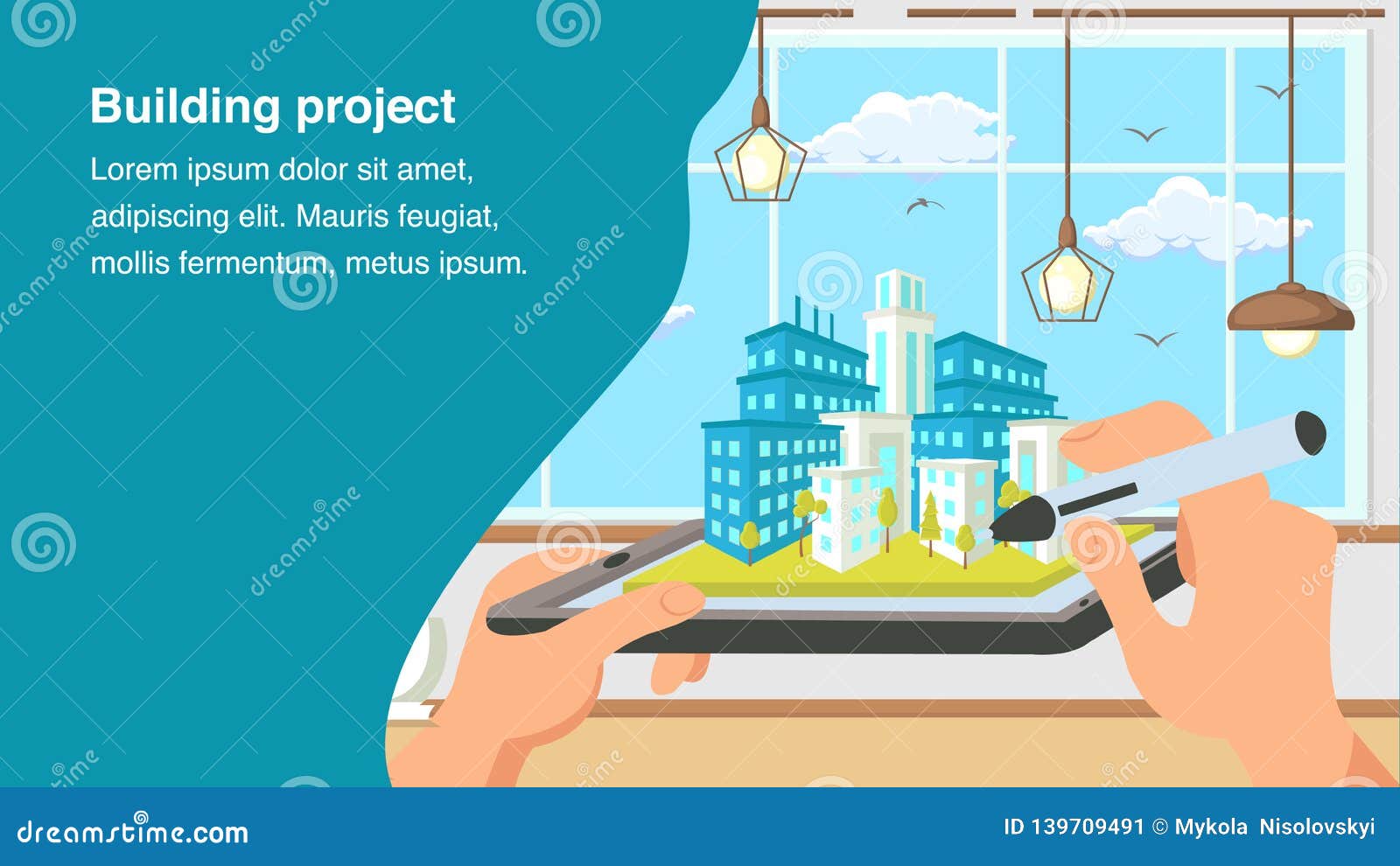 Building Project Website Banner Vector Template Stock Vector ...