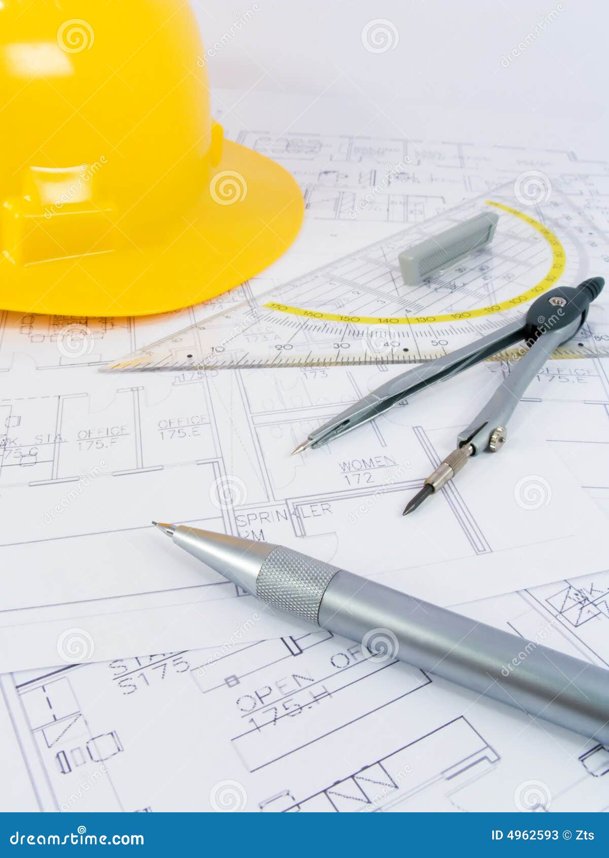 Building Projects with Architect Drawing Stock Image - Image of draw ...