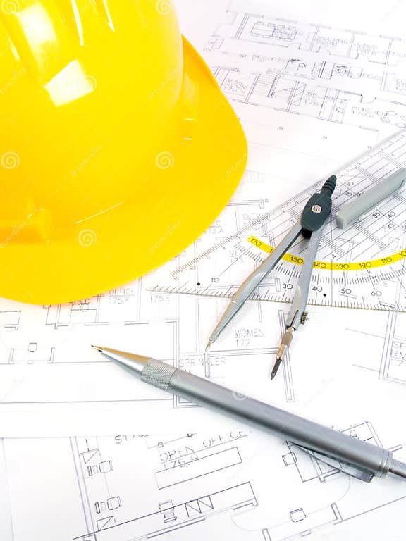 Building Projects with Architect Drawing Stock Photo - Image of head ...