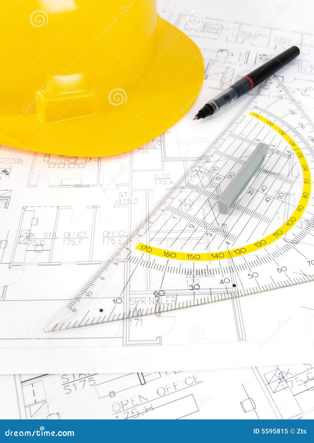 Building Projects with Architect Drawing Stock Image - Image of ...