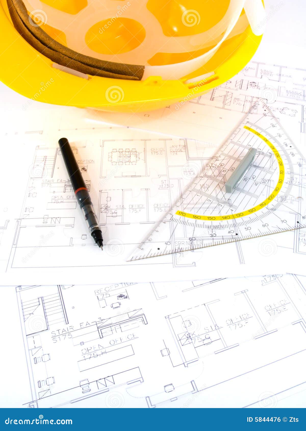 Building Projects with Architect Drawing Stock Photo - Image of plant ...