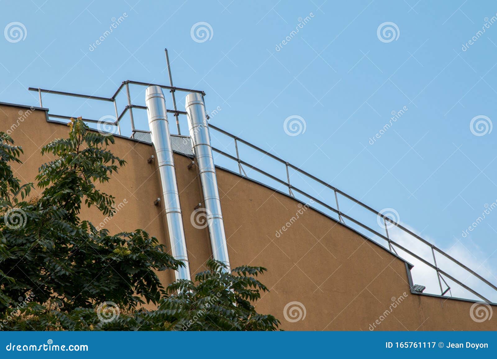 Building with a Protective Ramp and Two Sheet Fireplaces Stock Image ...
