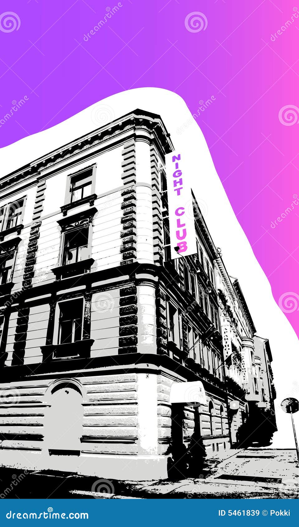 Building with Purple Background. Stock Vector - Illustration of funky ...