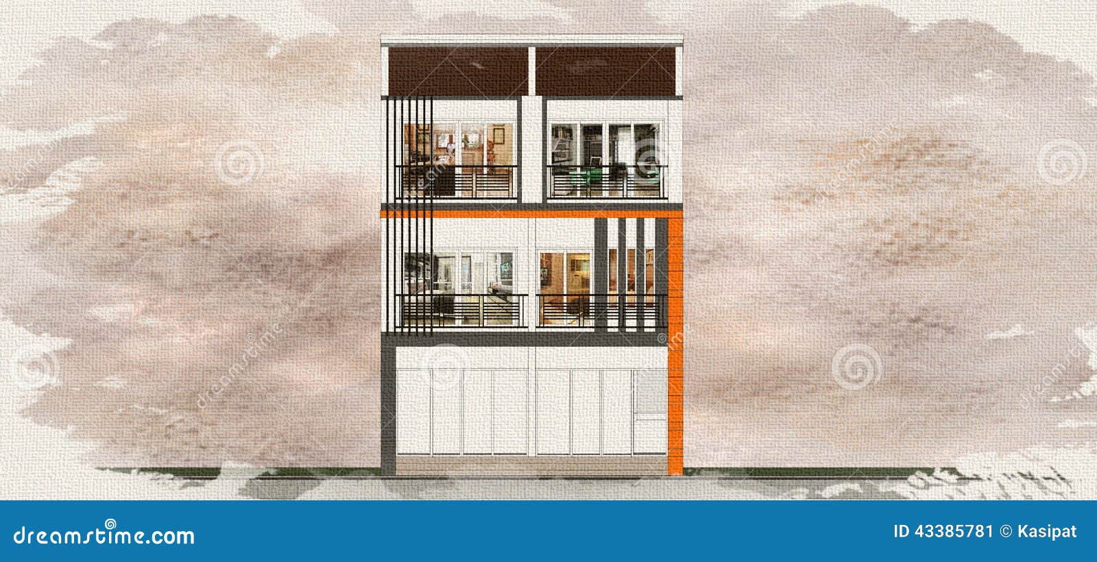 Building 3rd Floor stock illustration. Illustration of apartment - 43385781