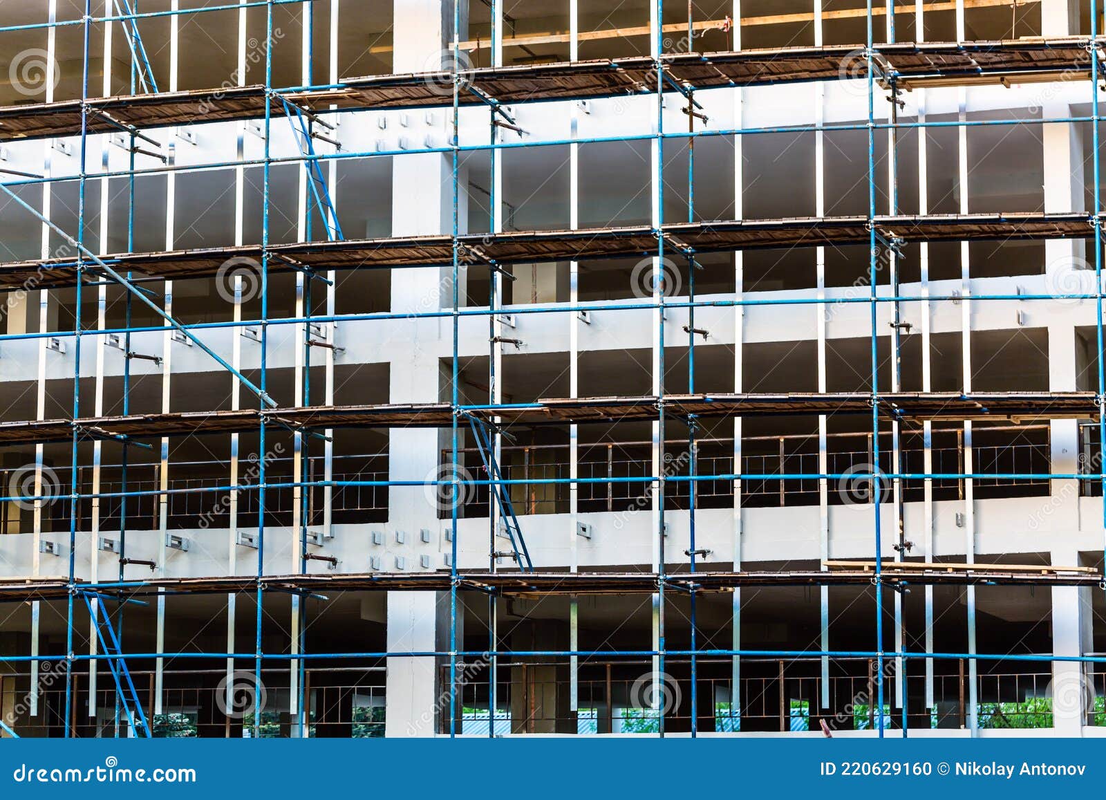 Building Reconstruction Concept. Scaffolding on a Building Stock Photo ...