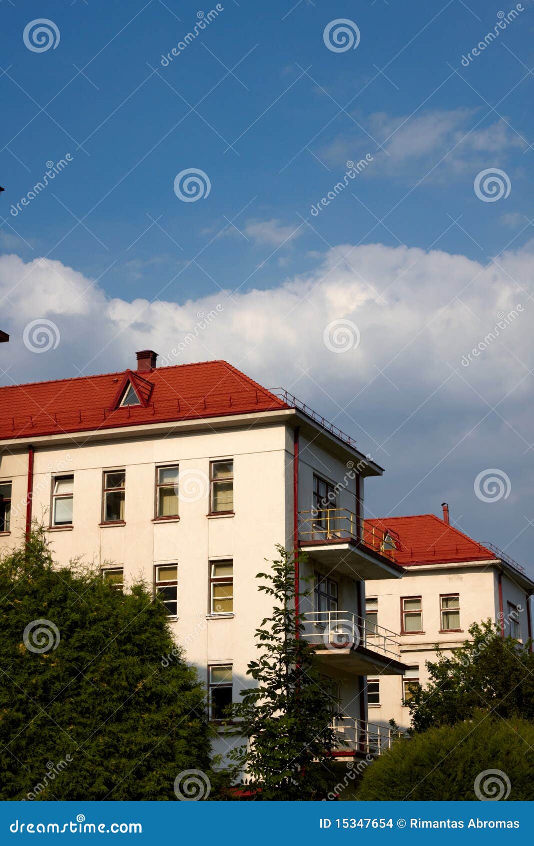 Building with a Red Tile Roof Stock Photo - Image of clouds, roof: 15347654