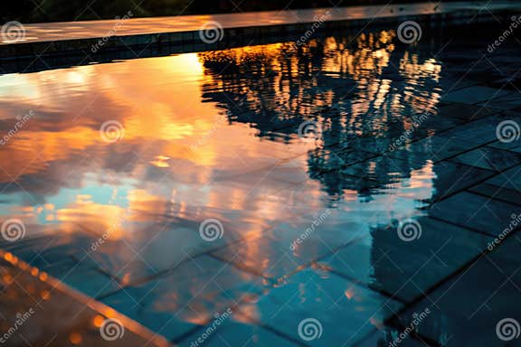 A Building Reflected in a Pool of Water Stock Image - Image of aquatic ...