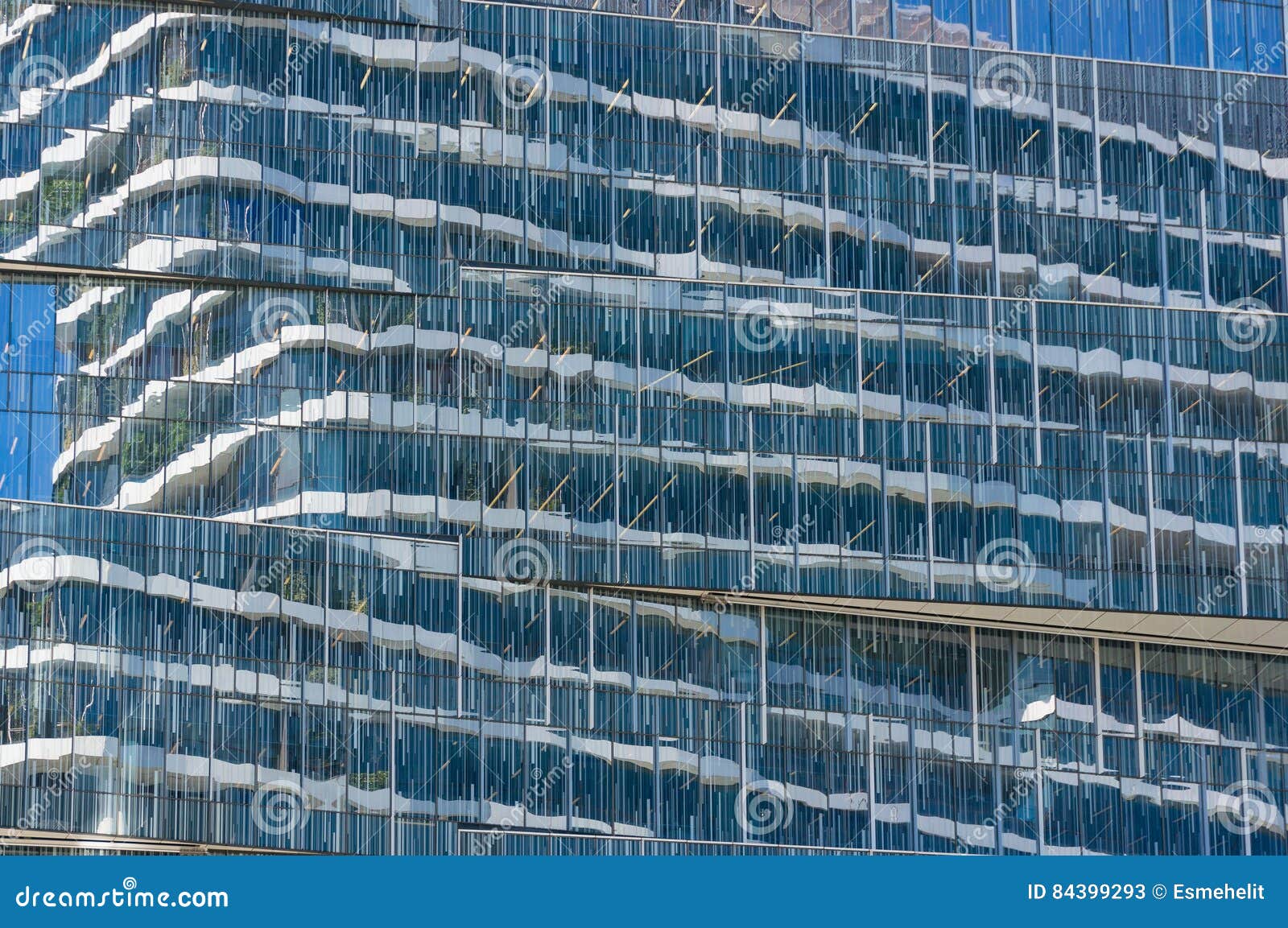 Building Reflected on Shiny Glass Wall, Windows of Modern Skyscraper ...