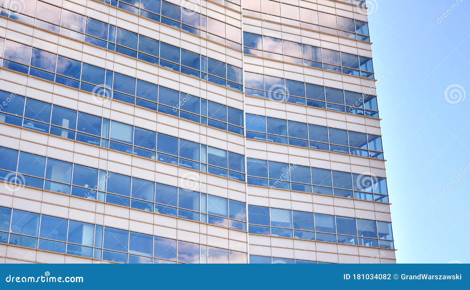 Modern Office Building Windows with Vertical Lines and Reflection ...