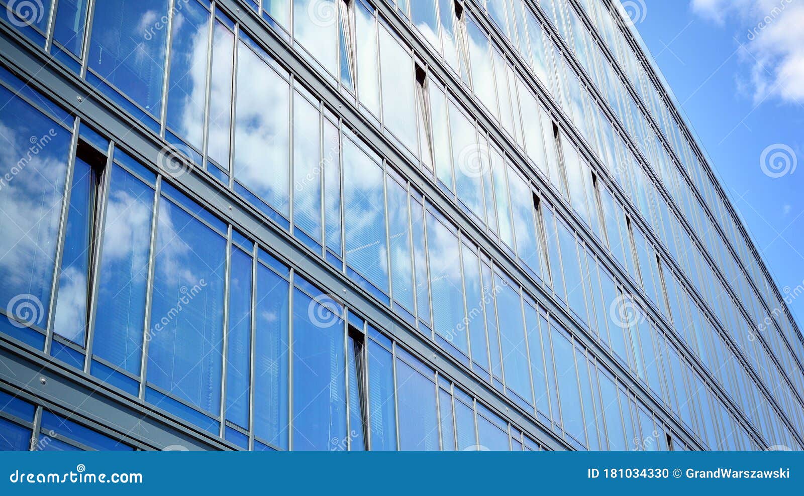 Modern Office Building Windows with Vertical Lines and Reflection ...