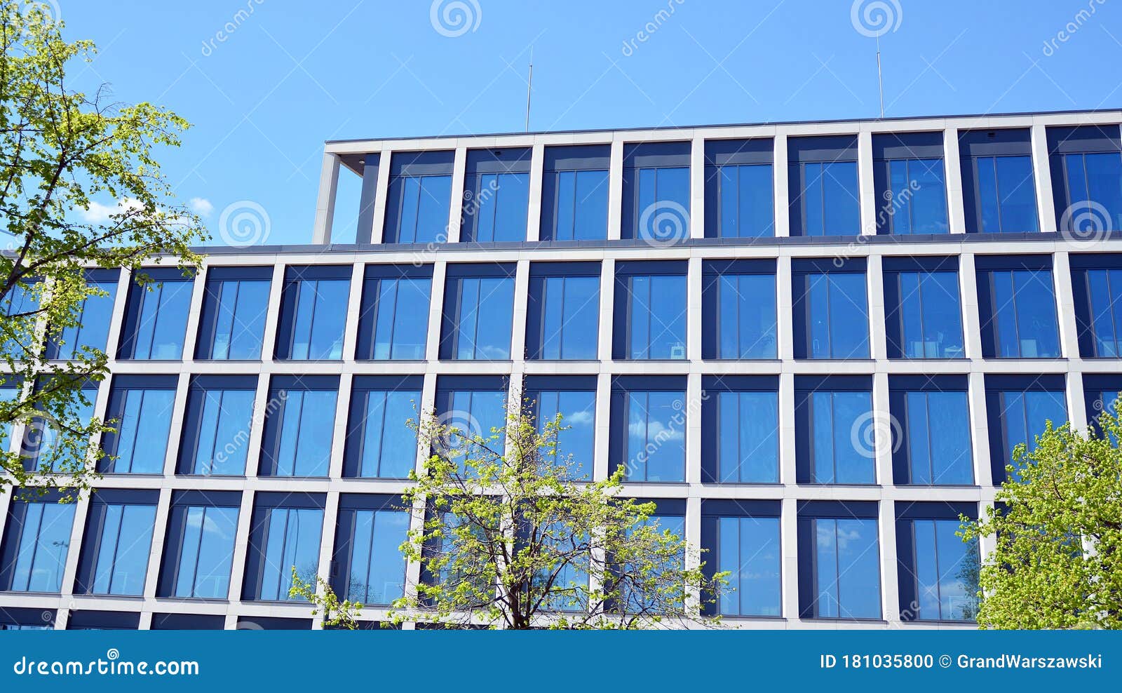 Modern Office Building Windows with Vertical Lines and Reflection ...