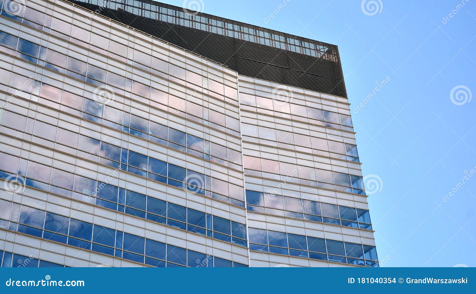 Modern Office Building Windows with Vertical Lines and Reflection ...