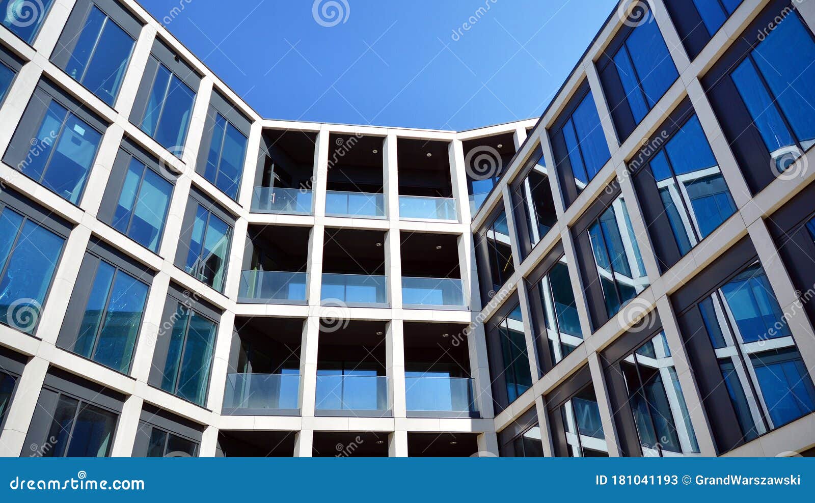 Modern Office Building Windows with Vertical Lines and Reflection ...
