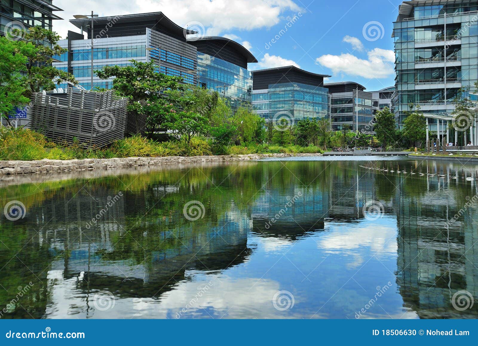 Building reflection stock photo. Image of cloud, tree - 18506630
