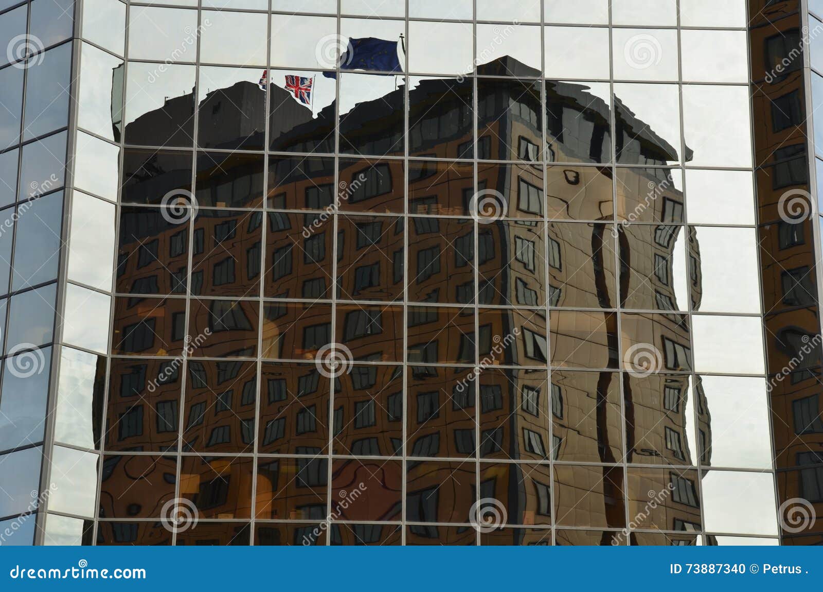 Building Reflection Distorted by Glass Windows Stock Photo - Image of ...