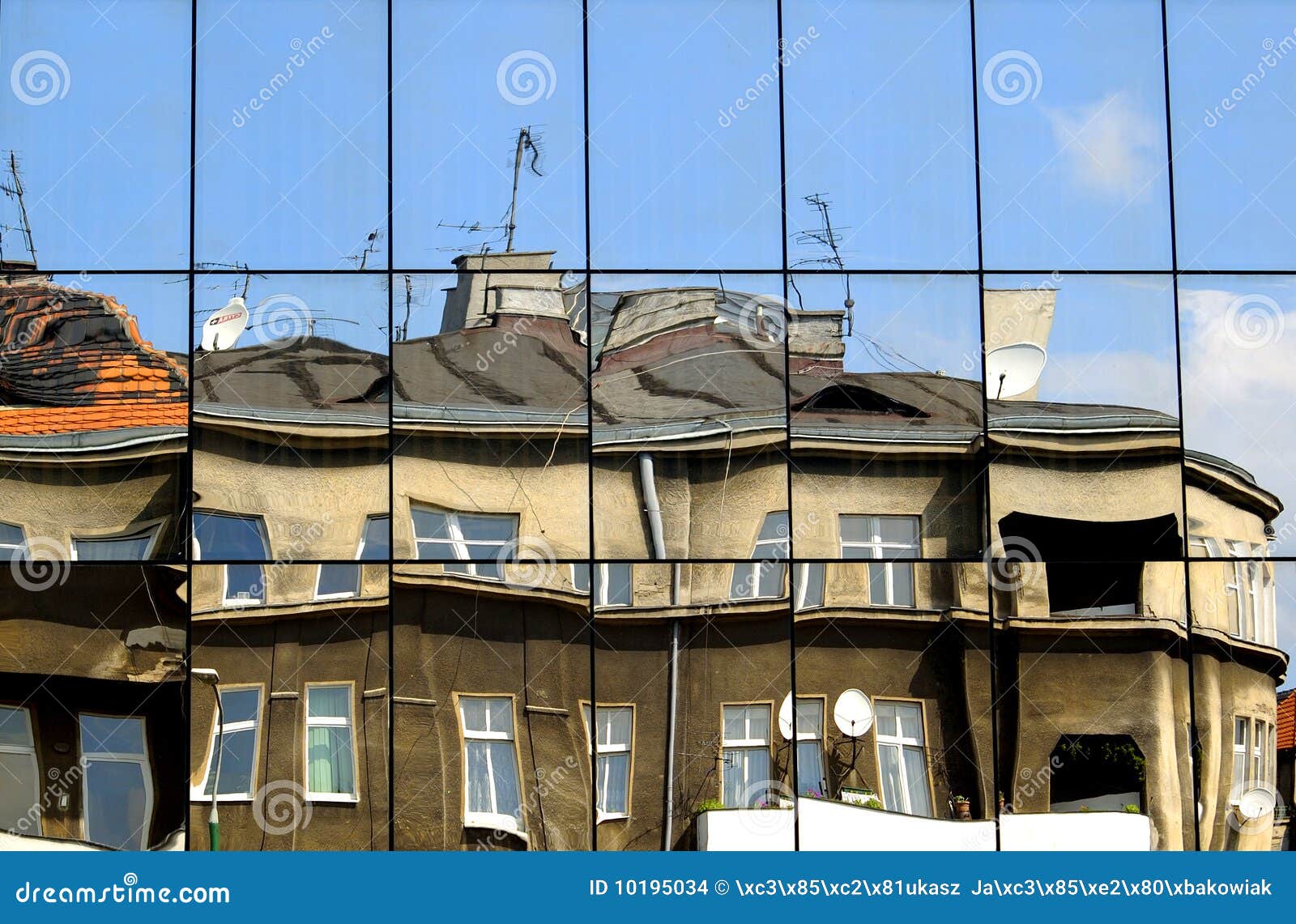 Building Reflection in Mirrors and Deformity Stock Photo - Image of ...