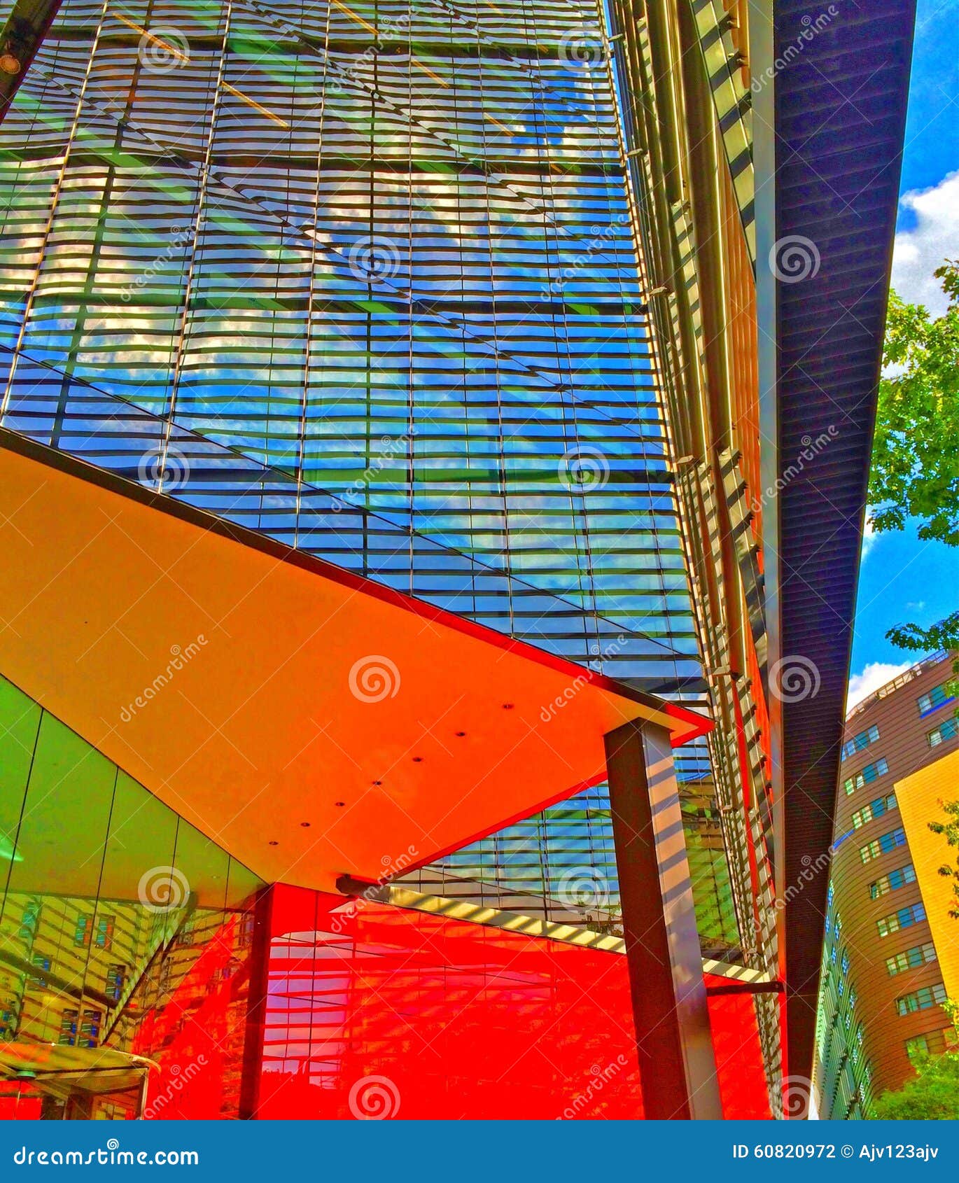 Colourful Office Building Glass Reflection Stock Photo - Image of ...