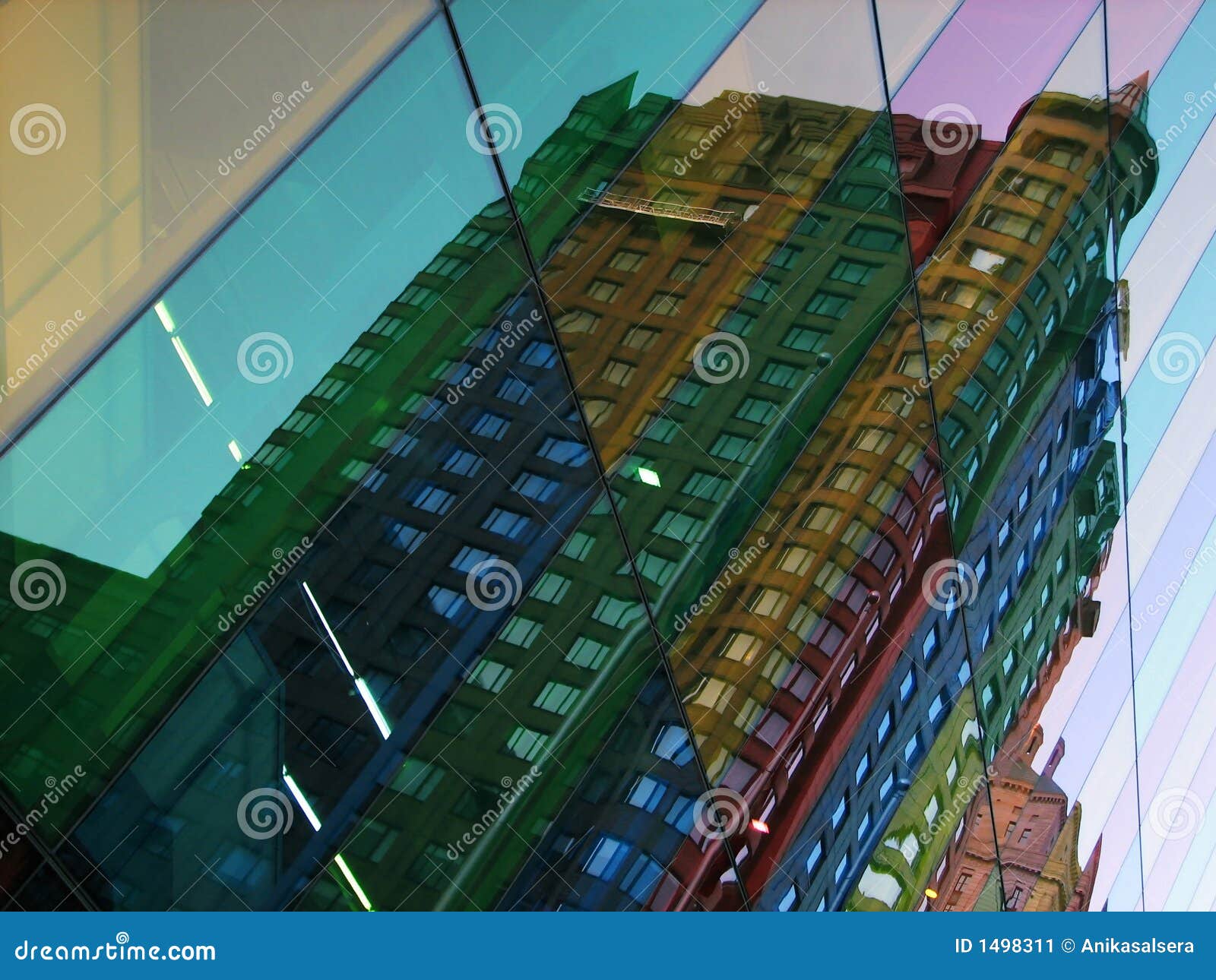 Building Reflections in Colourful Glass Windows Stock Image - Image of ...