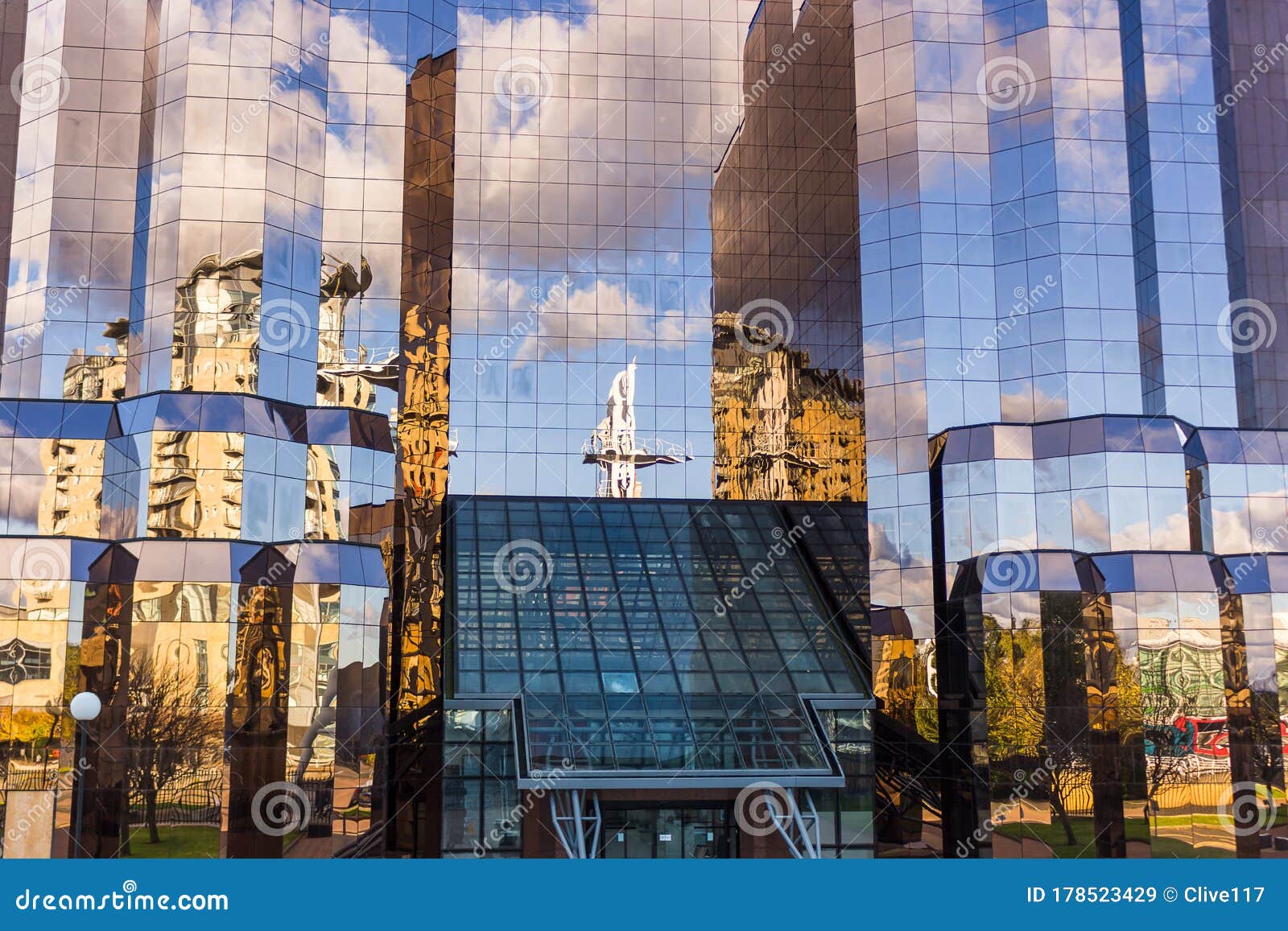 Building Reflections of a Bright Sunny Day. Stock Image - Image of roof ...