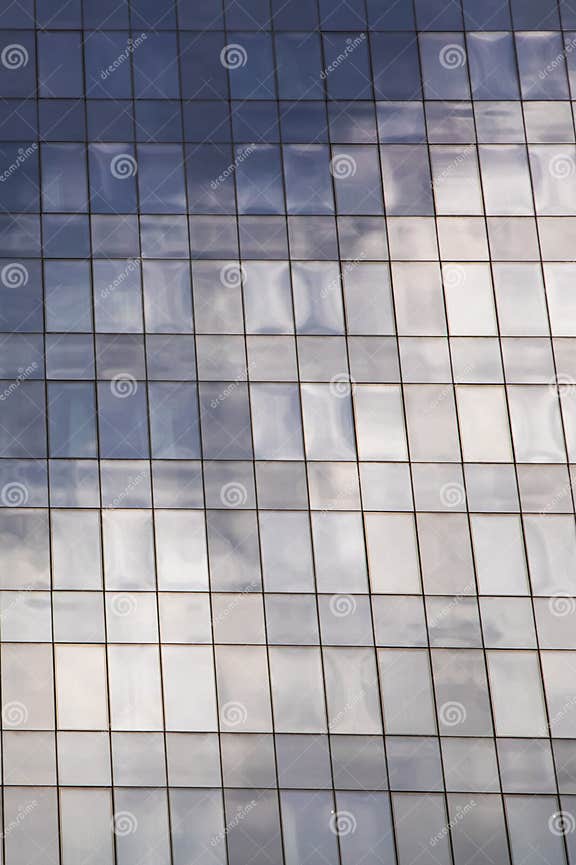Building with Blue Sky Reflection, Grey Color, Composite Flooring Stock ...