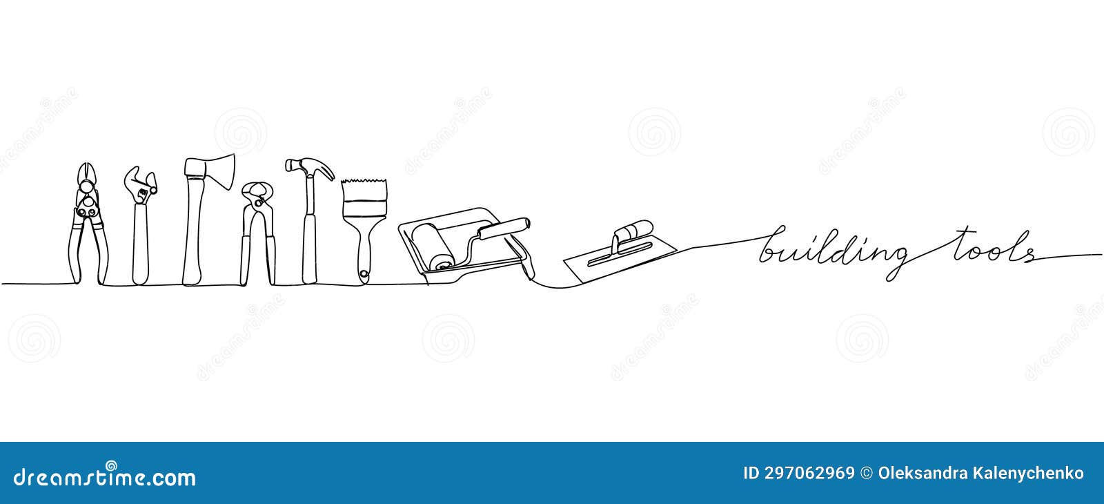 Building Repair Tools One Line Art. Continuous Line Drawing of Repair ...