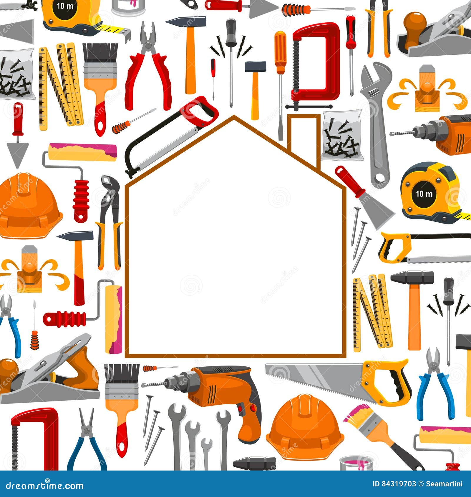 Building and Repair Work Tools Poster Stock Vector - Illustration of ...