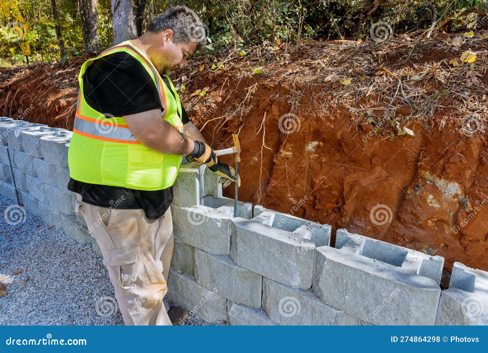 Building a Retaining Wall with Retaining Blocks on the New Property is ...