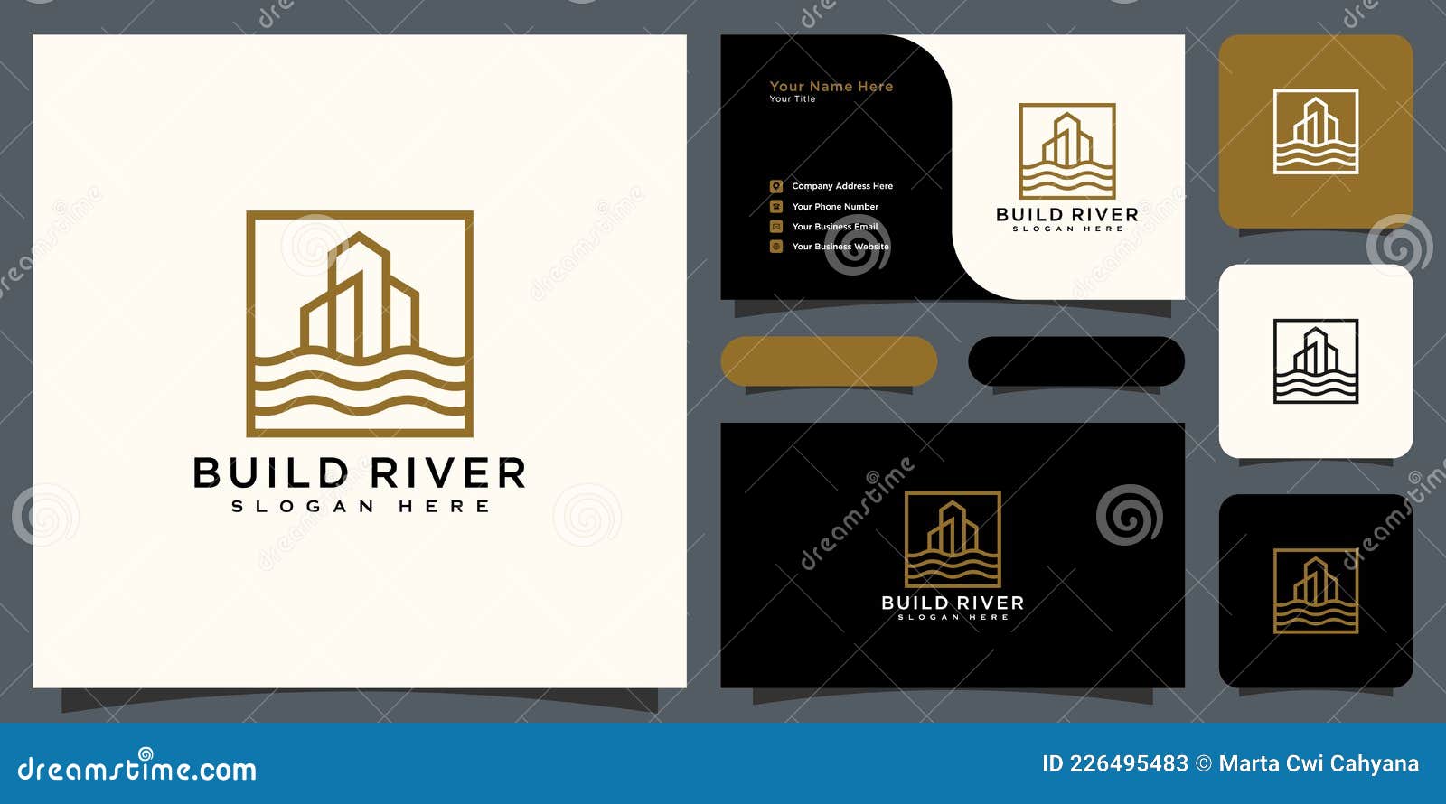 Building River Logo Vector with Business Card Design Stock Vector ...