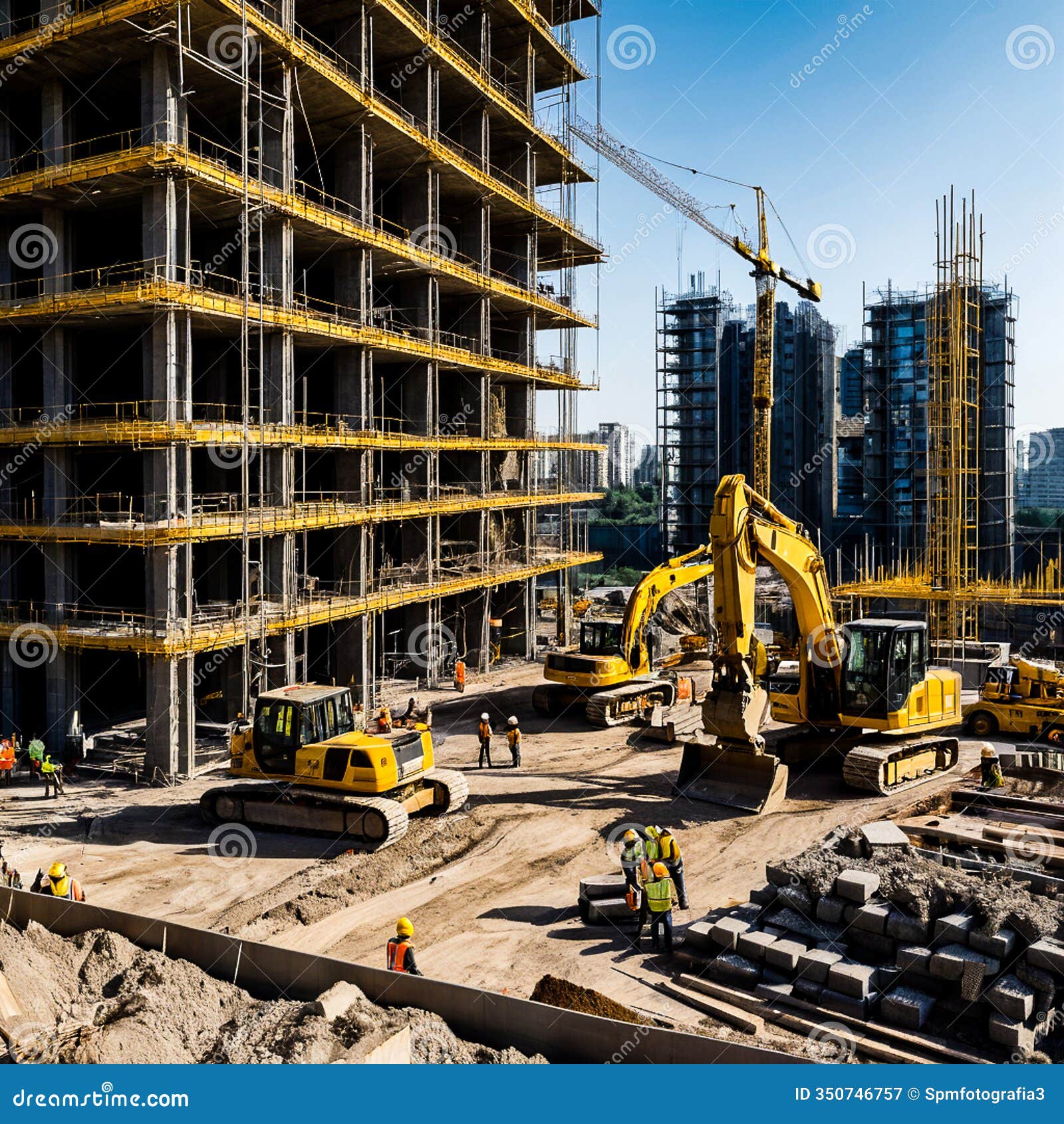 Building, Road and General Construction Works Stock Illustration ...