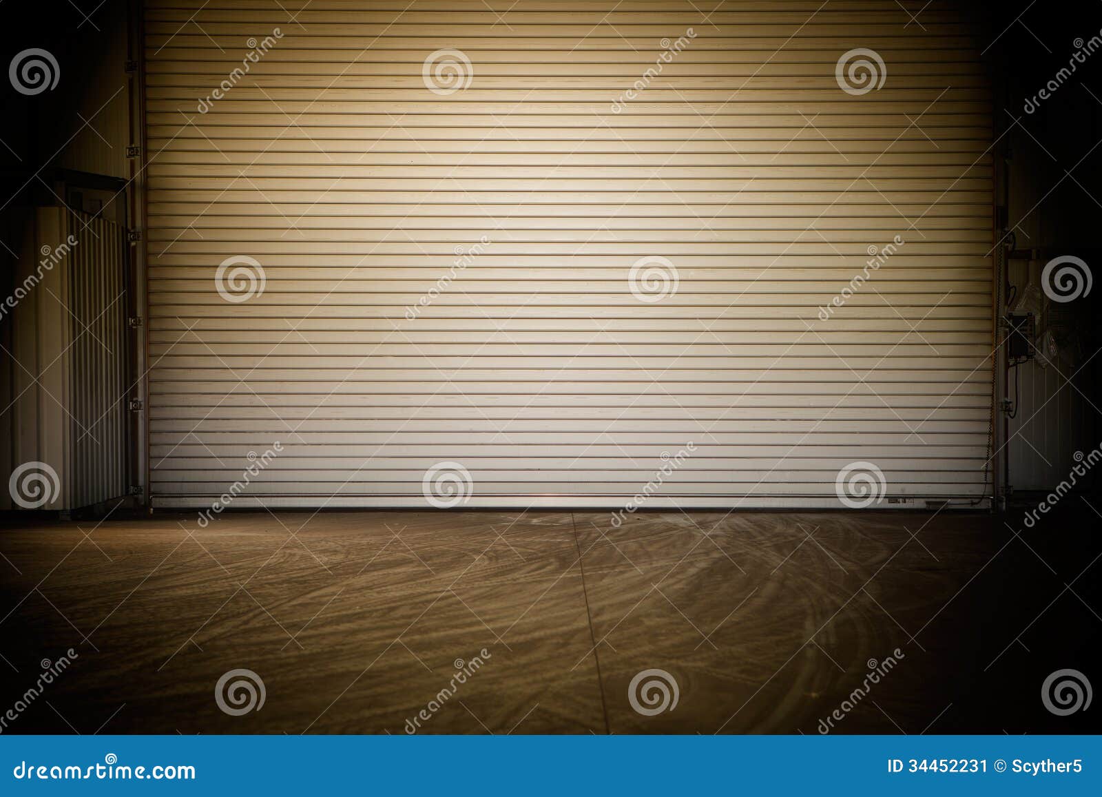 Building with Roller Shutter Door Stock Image - Image of floor, light ...