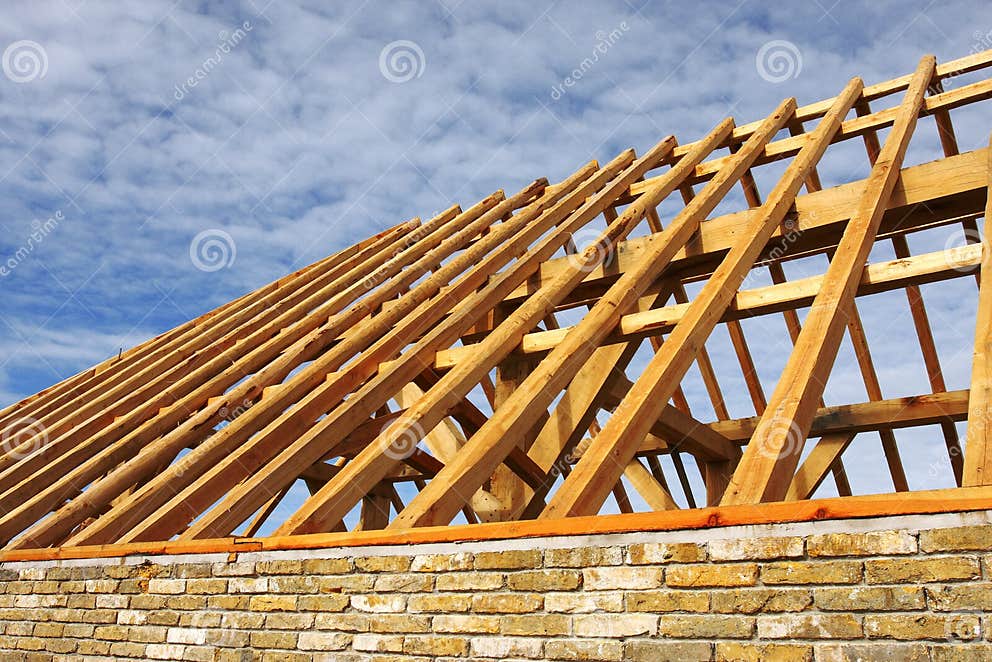 Building the roof stock image. Image of building, framing - 3501461