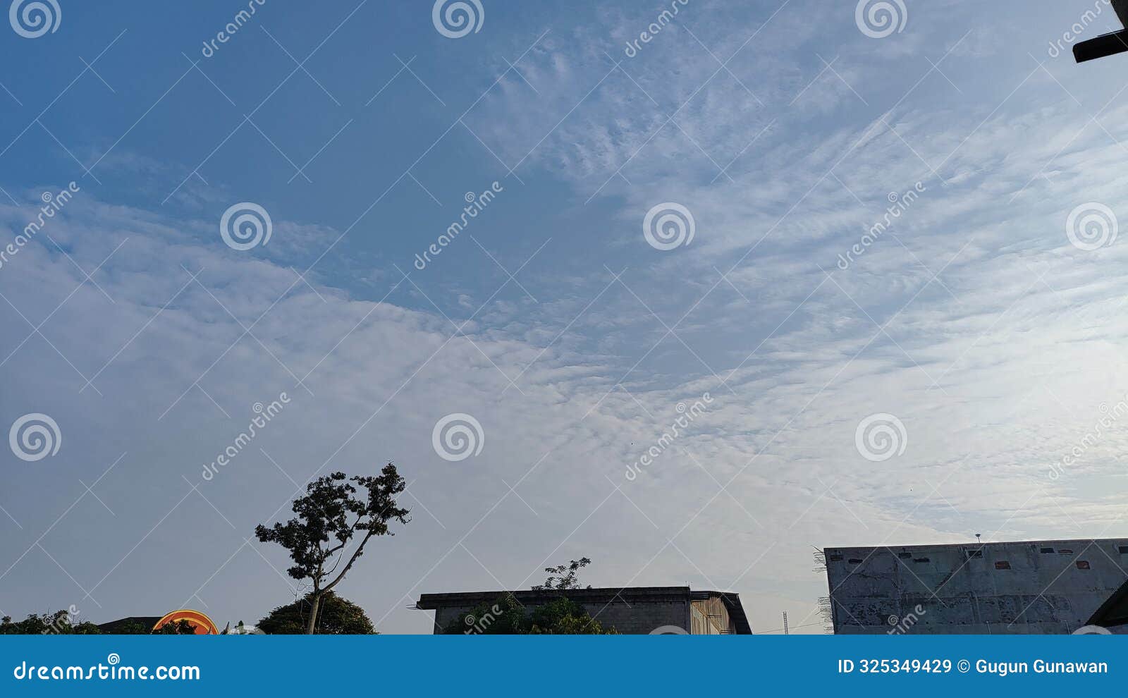 Building Roof with Sky and Clouds Background in the Morning Stock Image ...