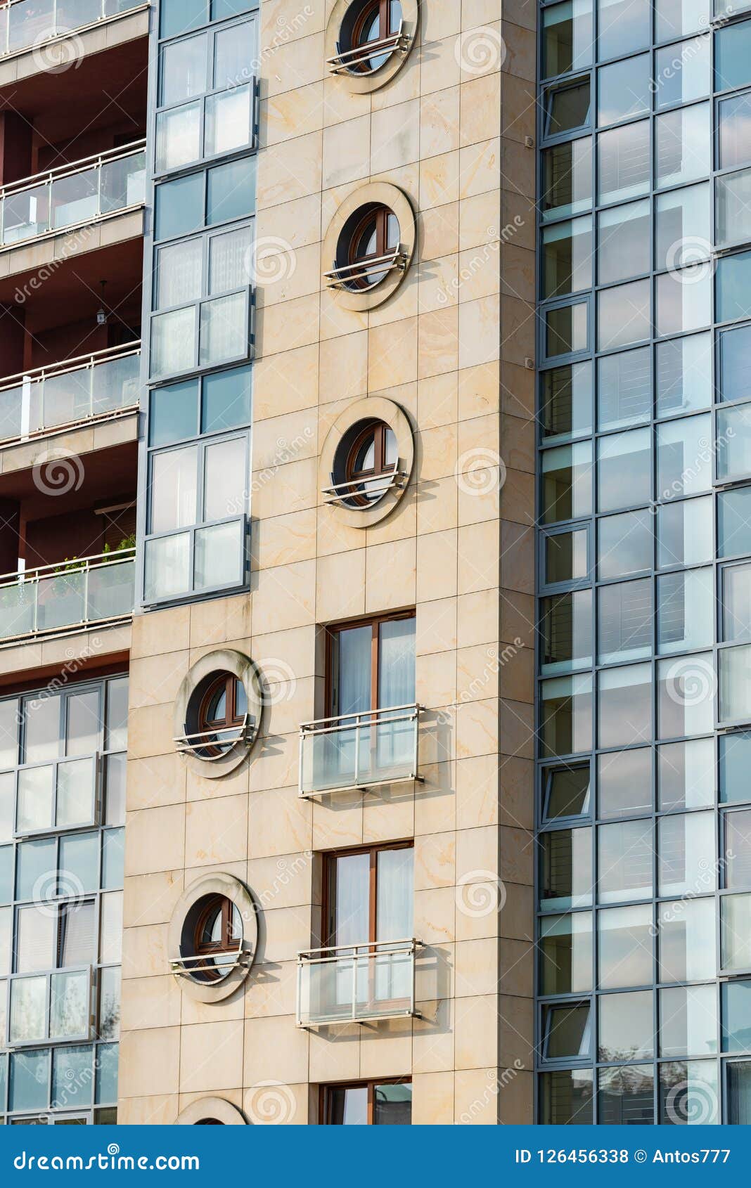 Building with Round Windows Stock Photo - Image of staircase, city ...