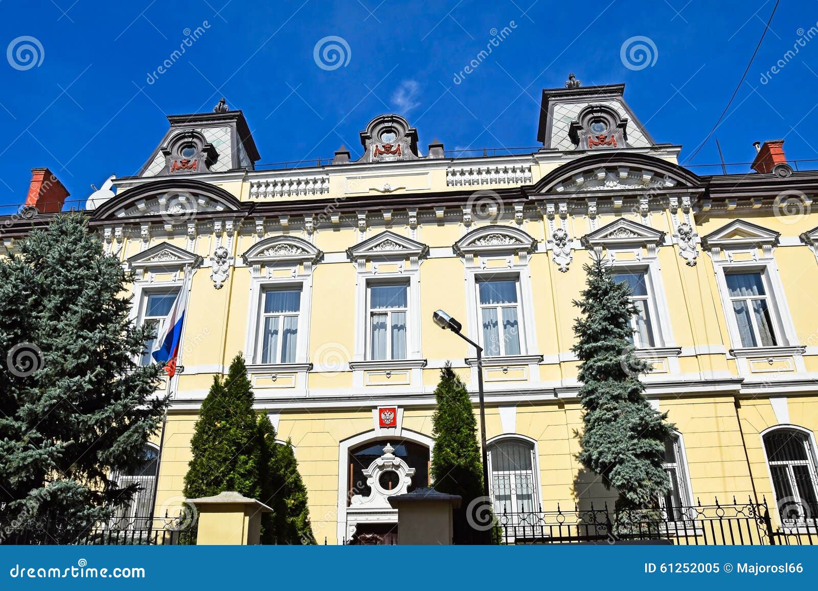 Building of the Russian Embassy Stock Image - Image of blue, tree: 61252005