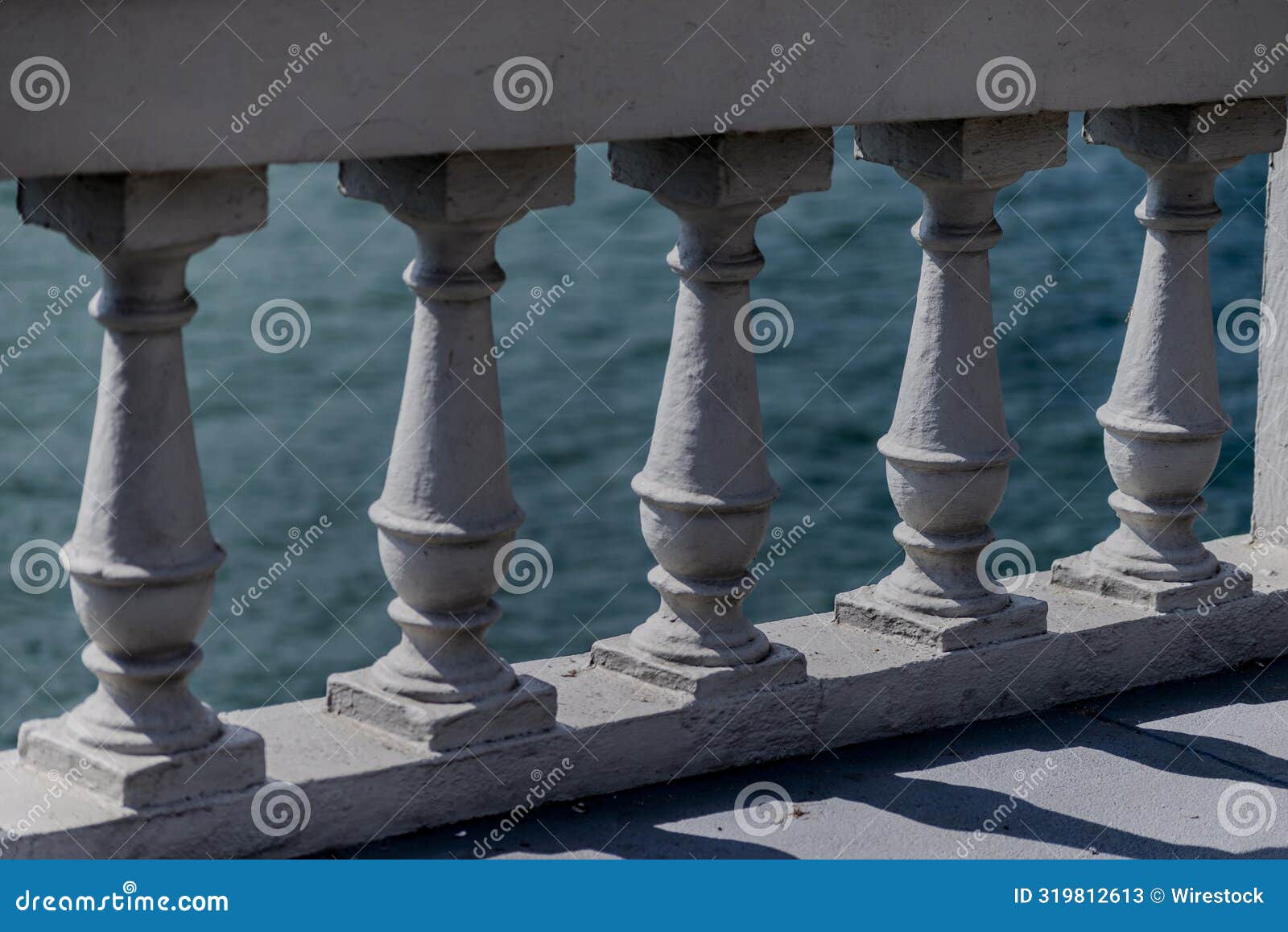 The Railing at the Side of the Building Overlooks the Water Stock Image ...
