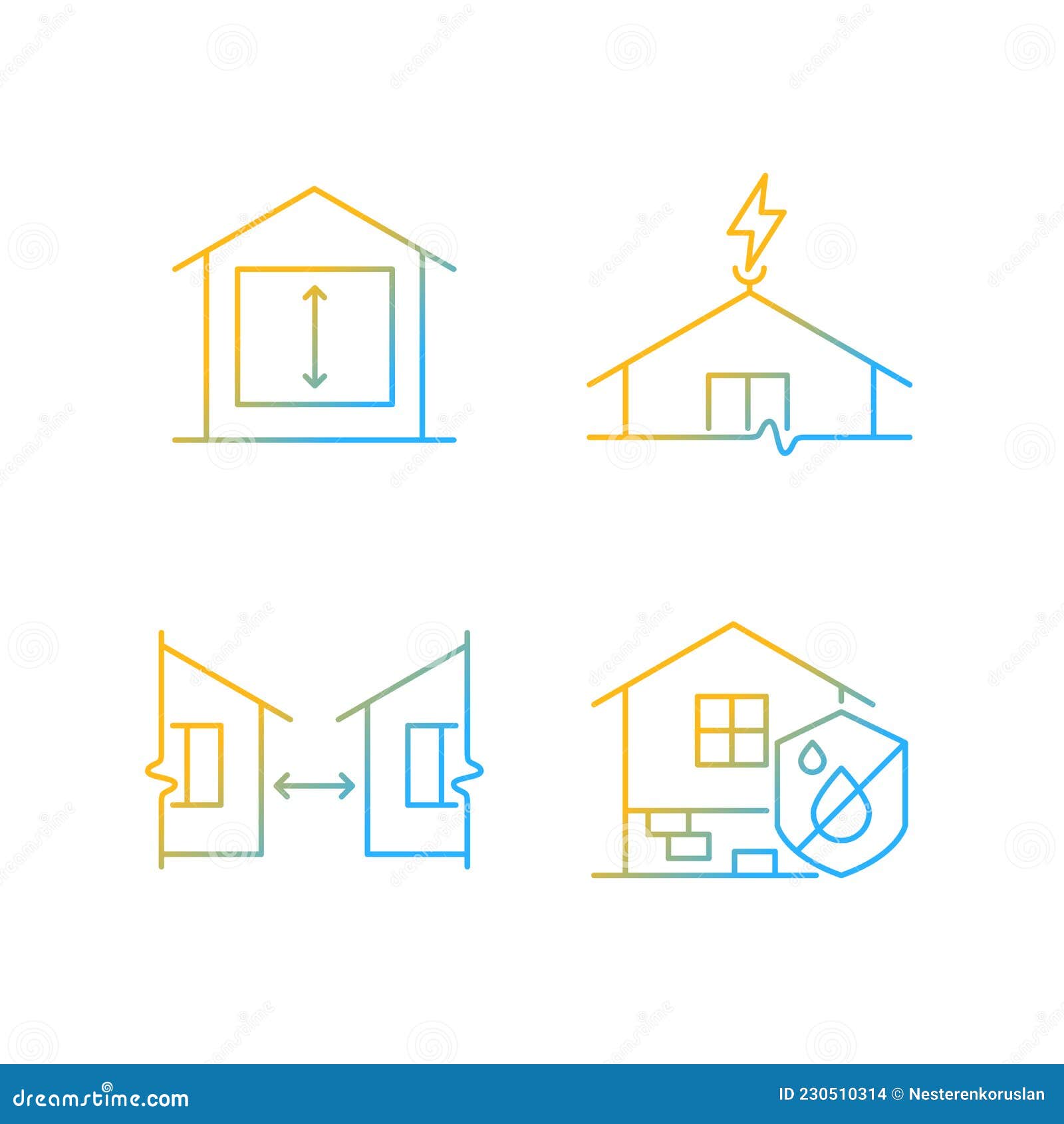 Building Safe House Gradient Linear Vector Icons Set Stock Vector ...