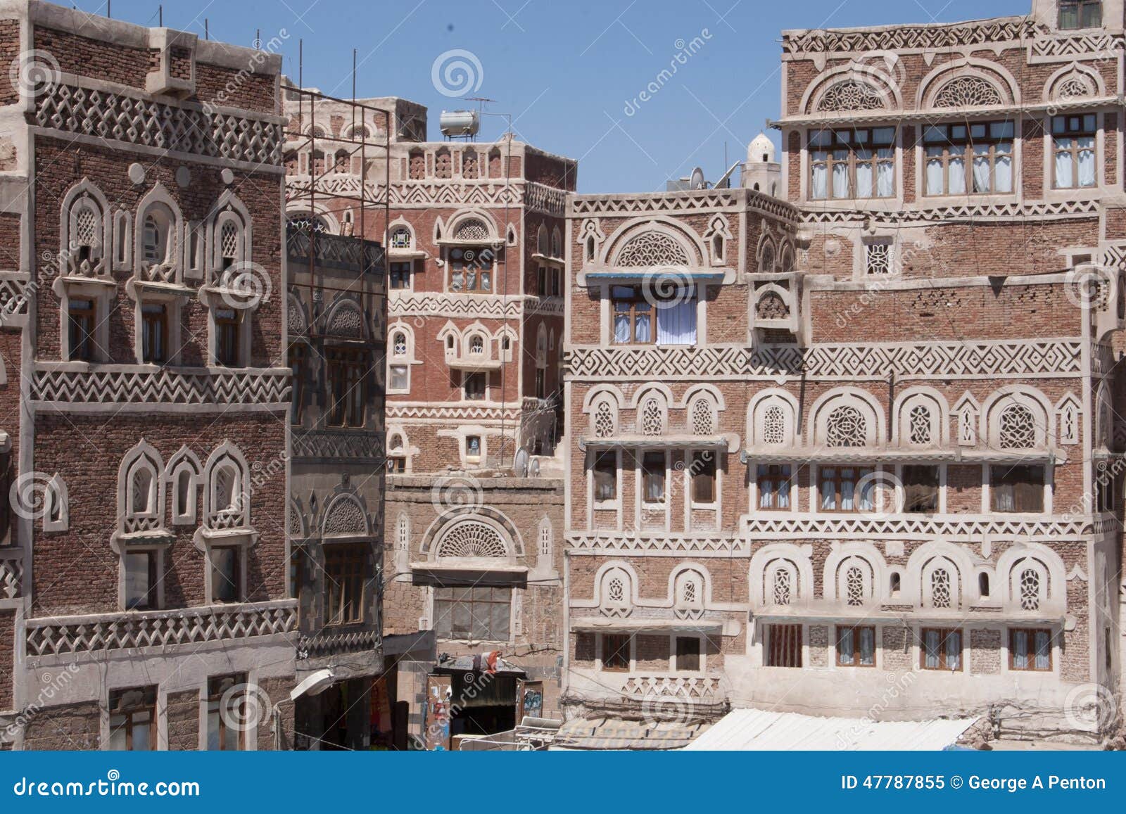 Building in Sanaa, Yemen stock image. Image of rock, landmark - 47787855